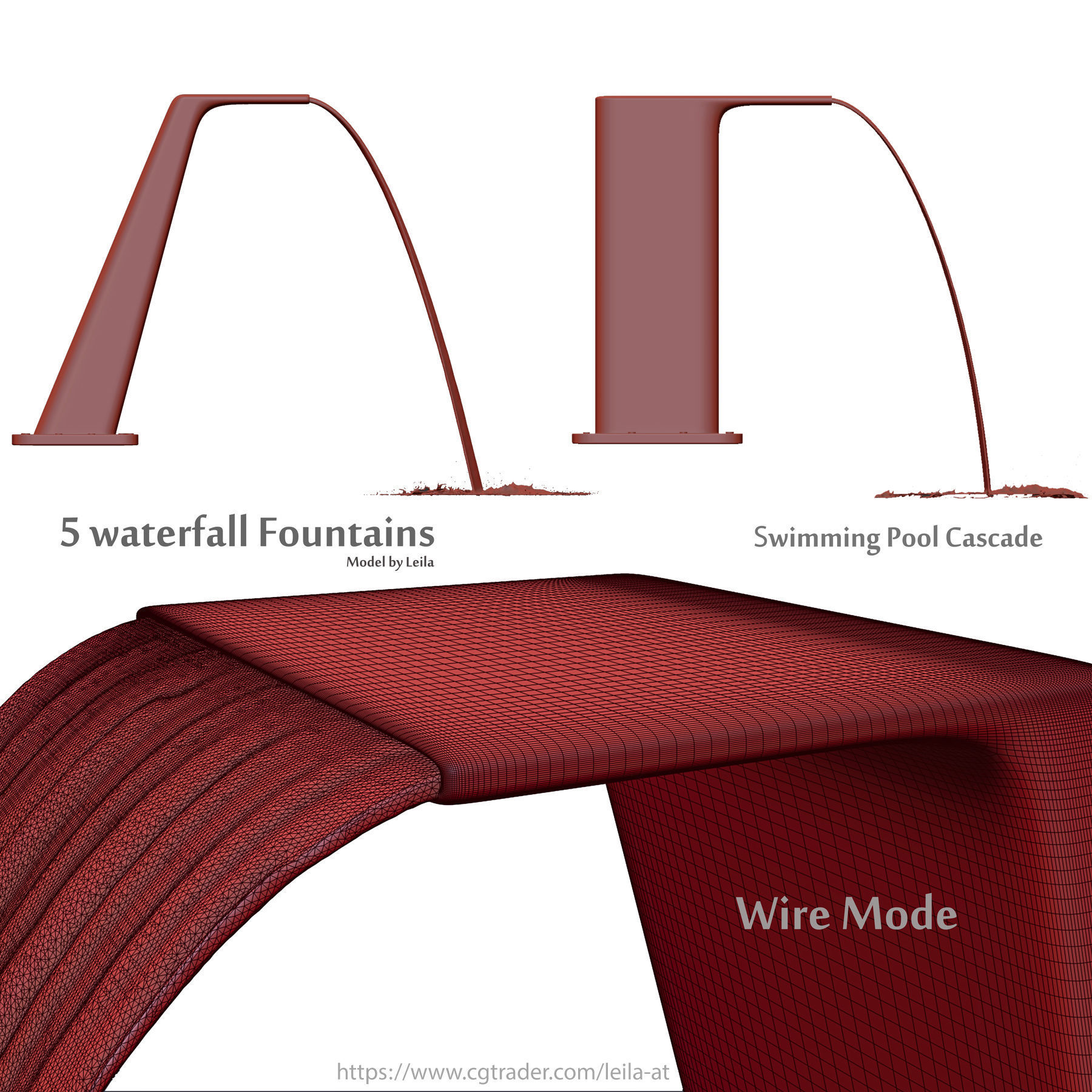 Waterfall Fountains Swimming Pool Cascade 3D model | CGTrader