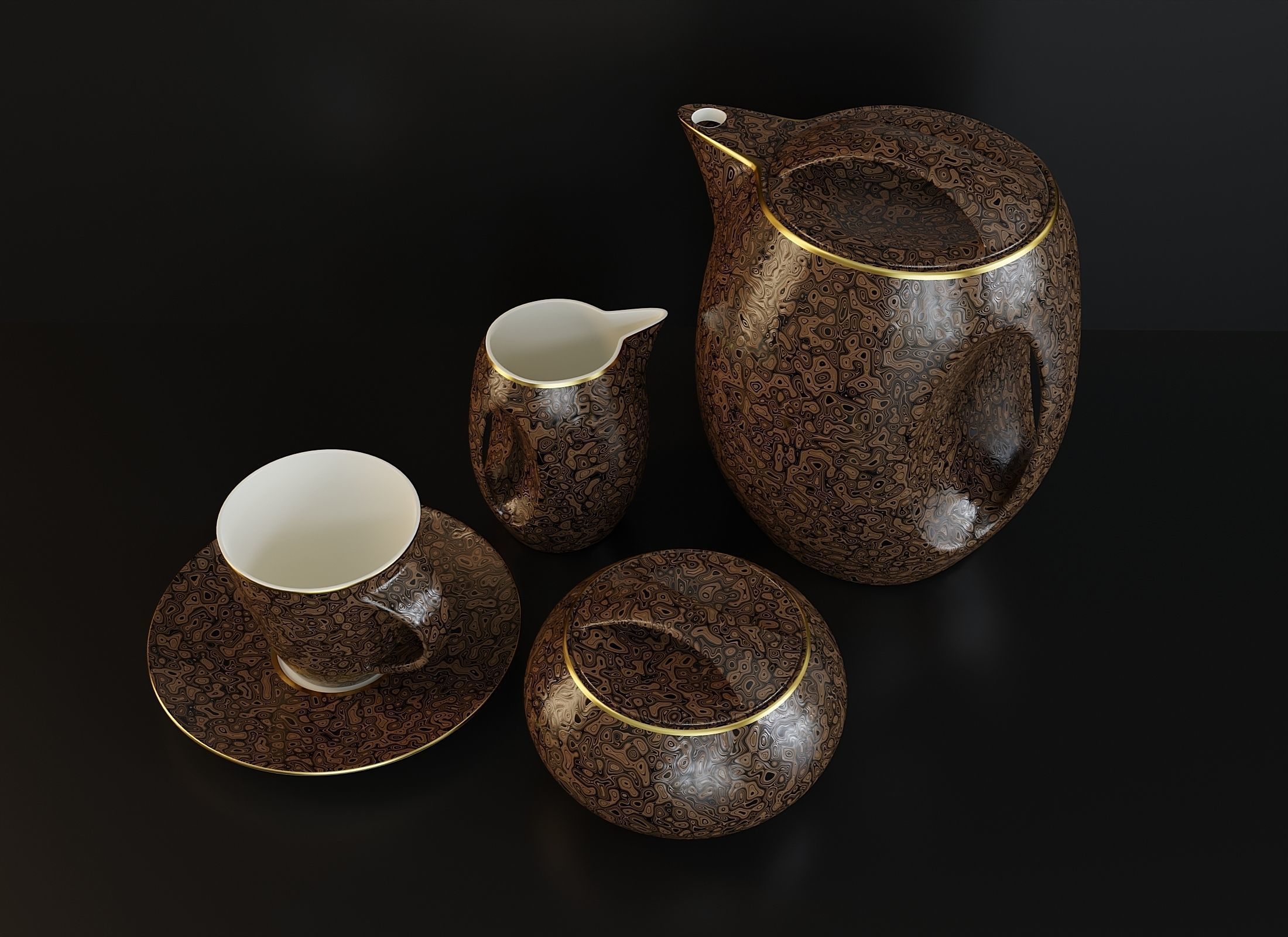 Modern ceramic tea set 24 3D model | CGTrader