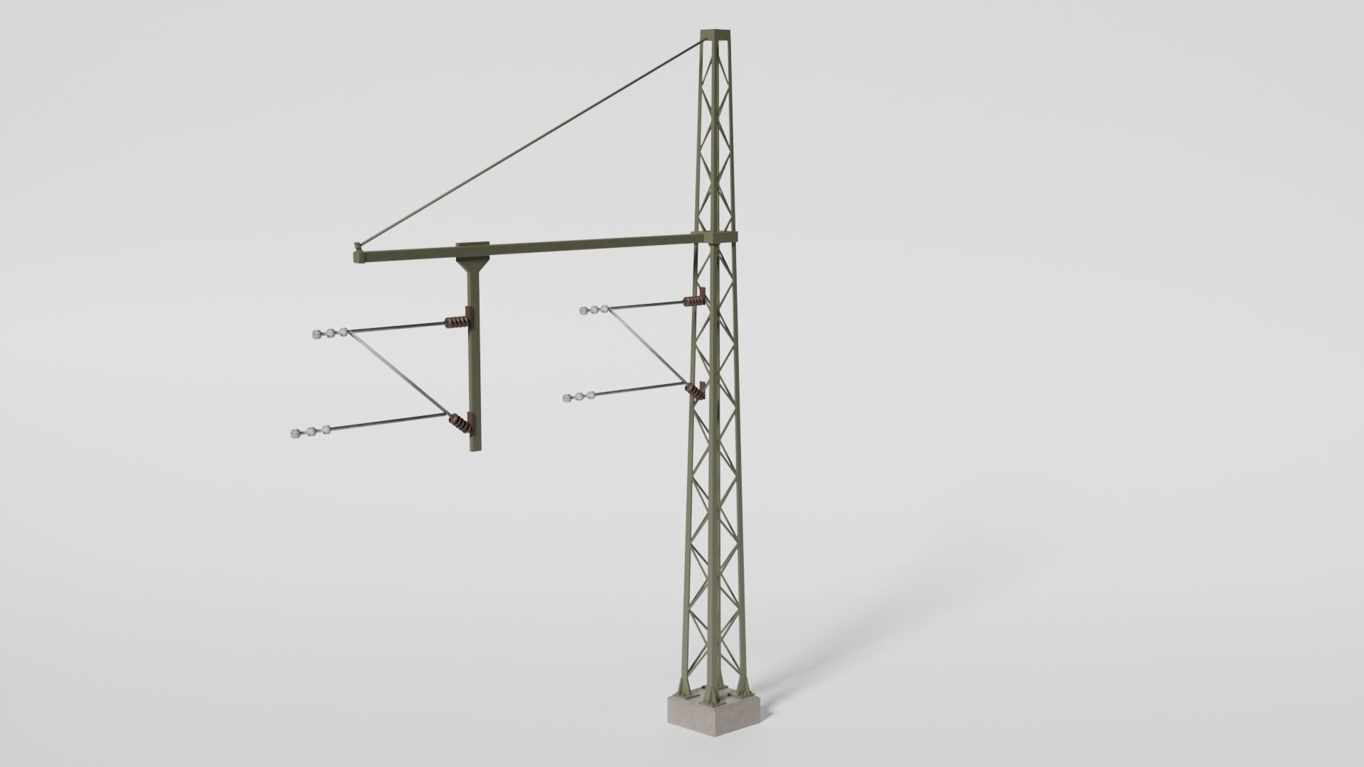 3D model Catenary wire mast with pipe boom for two tracks VR / AR / low ...