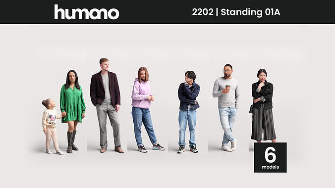 Humano 6-Pack - STANDING PEOPLE - 6x 3D models A 3D Model Collection ...