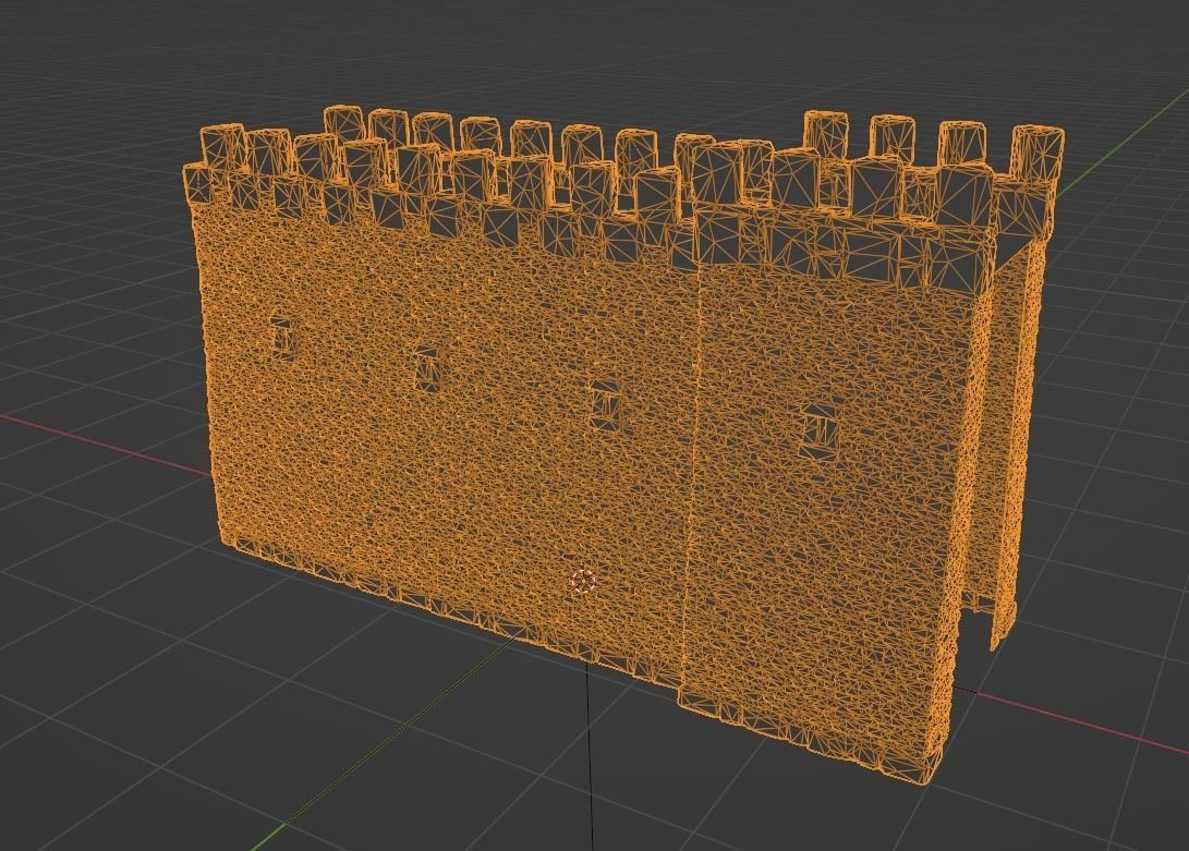 3D model Castle Wall Section and Tower - Game Asset VR / AR / low-poly ...