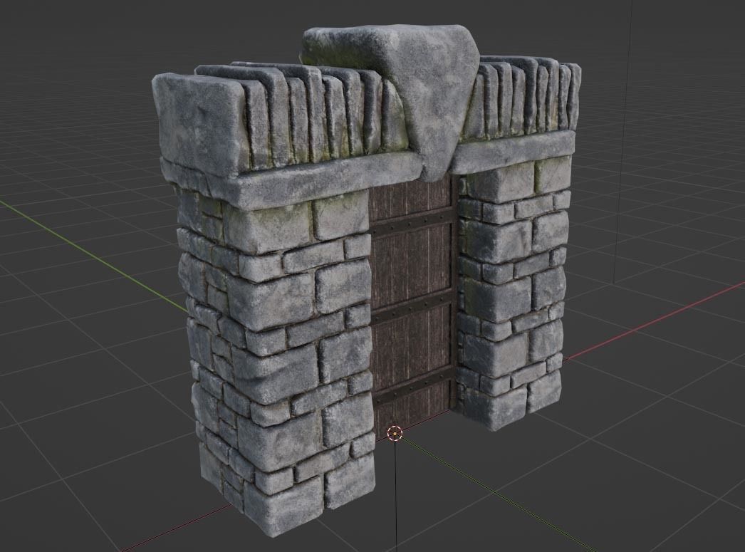 3D model Medieval Door or Castle Gate Low-poly Rock Game-ready Model VR ...
