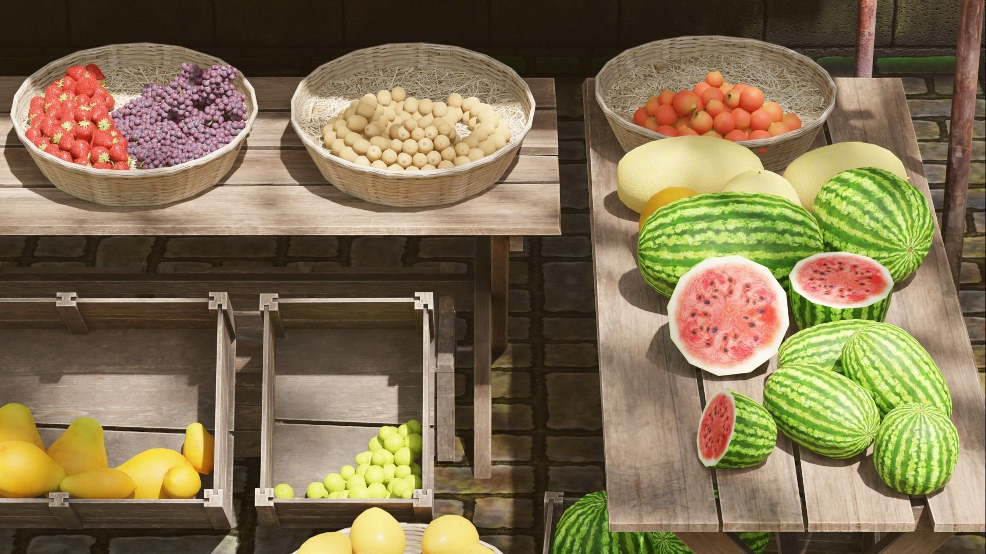 3D model Medieval Fruit Shop VR / AR / low-poly | CGTrader