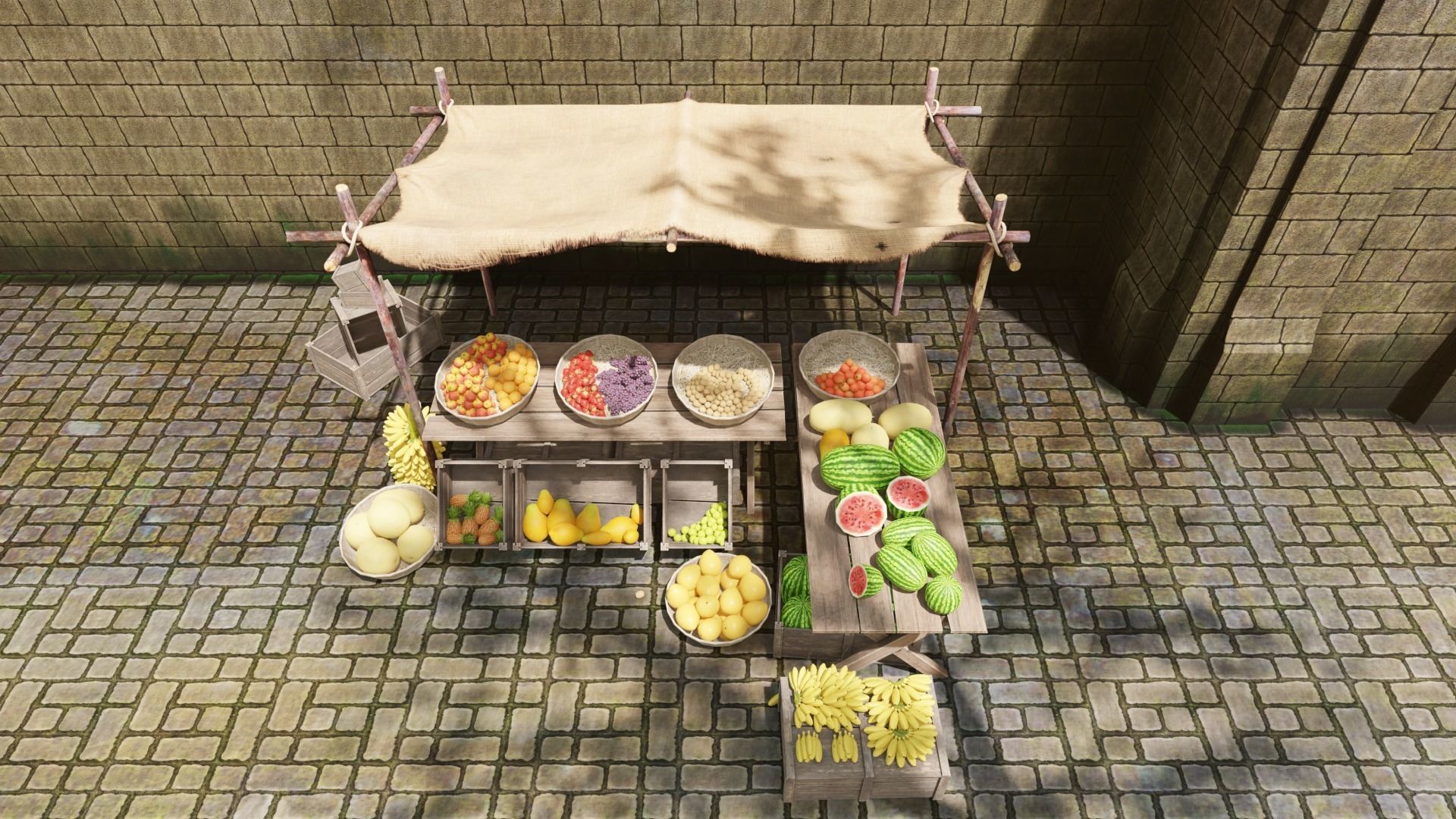 3D model Medieval Fruit Shop VR / AR / low-poly | CGTrader