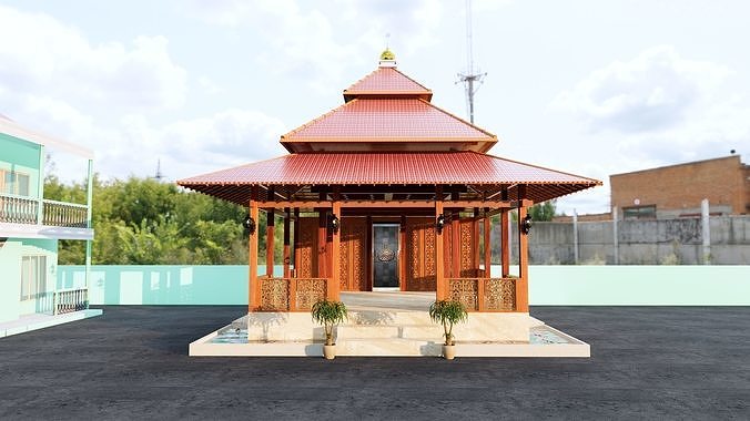 3D model Wooden Mosque Design Islamic building Prayer Room VR / AR ...