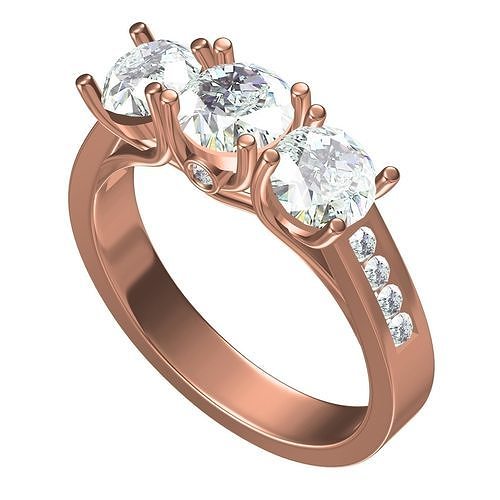 Triple Stone Trelish Setting Engagement Ring 3D model 3D printable ...