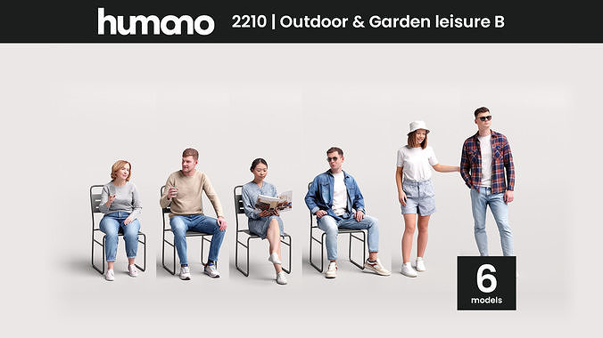 Humano 6-Pack - OUTDOOR GARDEN LEISURE PEOPLE - 6x 3D models B 3D Model ...