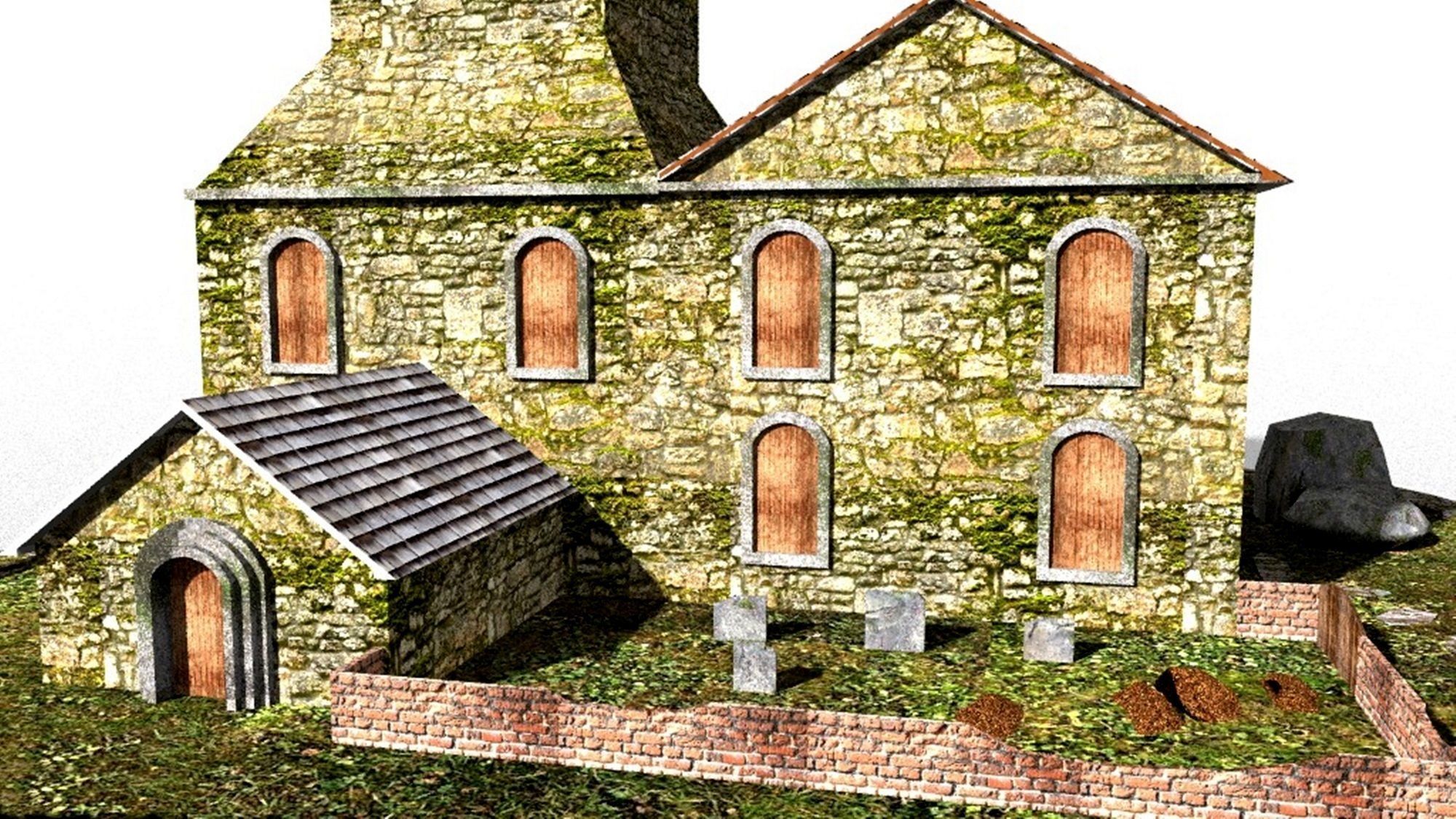 3D model old stone church VR / AR / low-poly | CGTrader