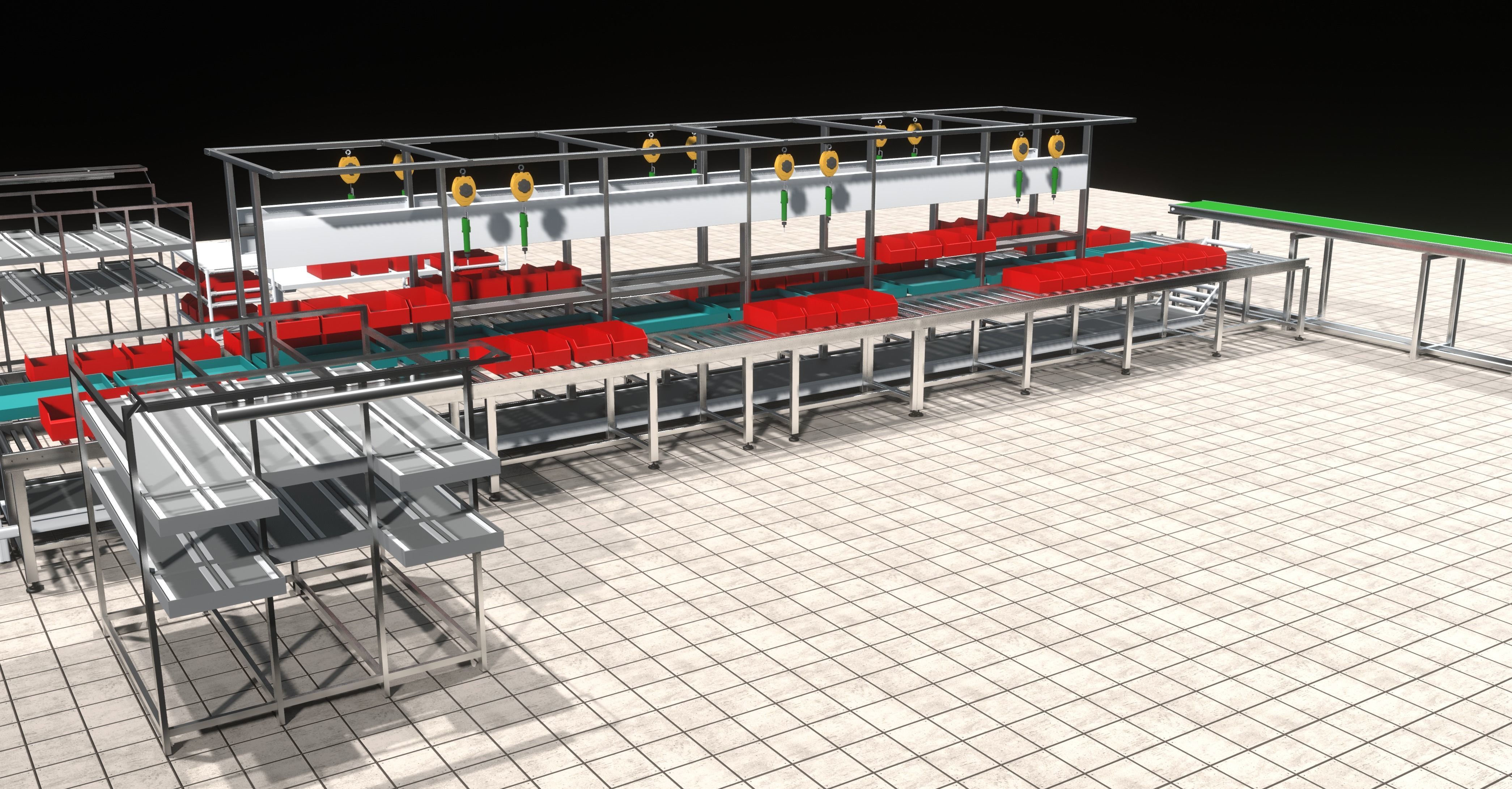 Assembly Line in Electronics Components Manufacturing 3D model animated ...