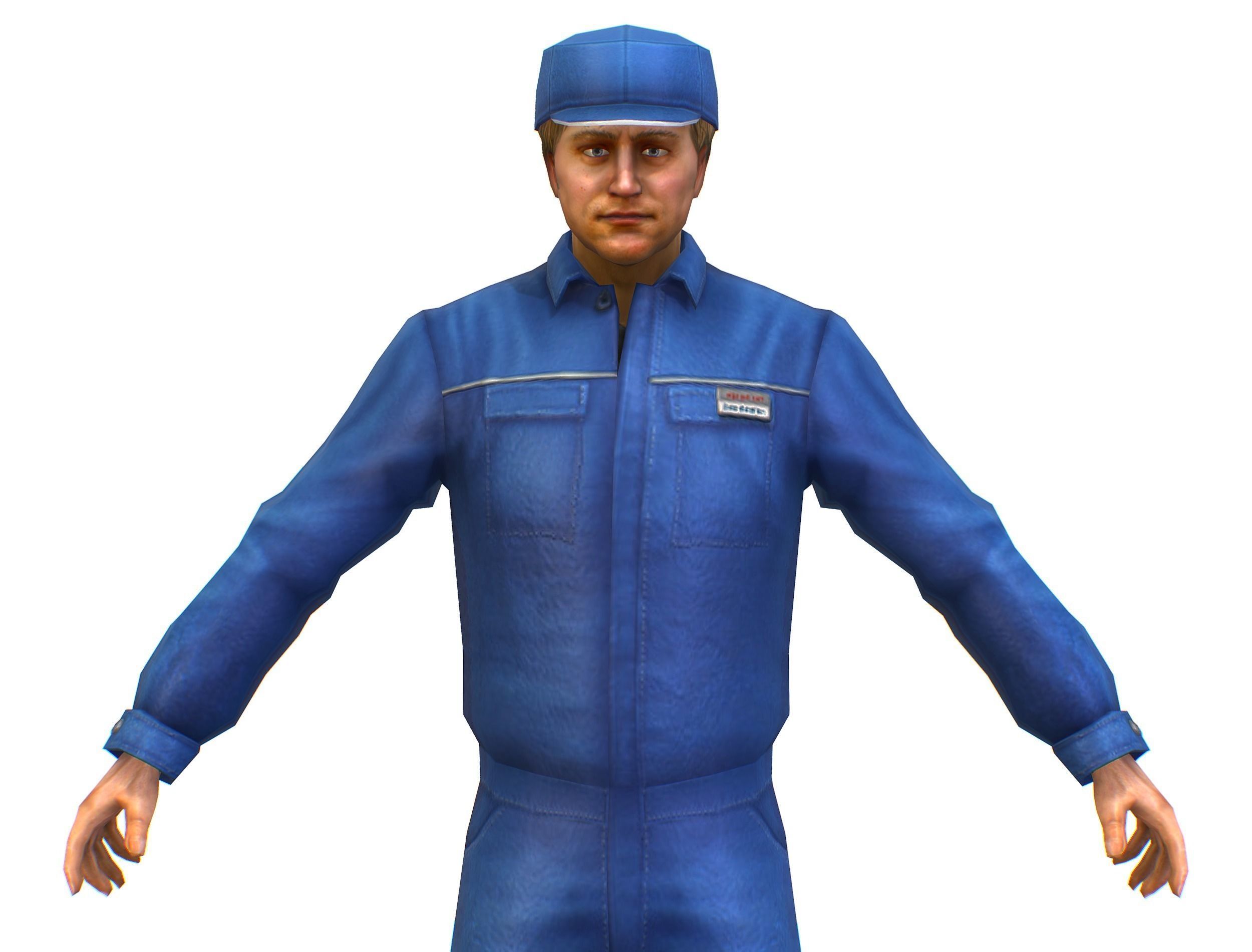 3D model Young Male Lab Technician Blue Uniform VR / AR / low-poly ...