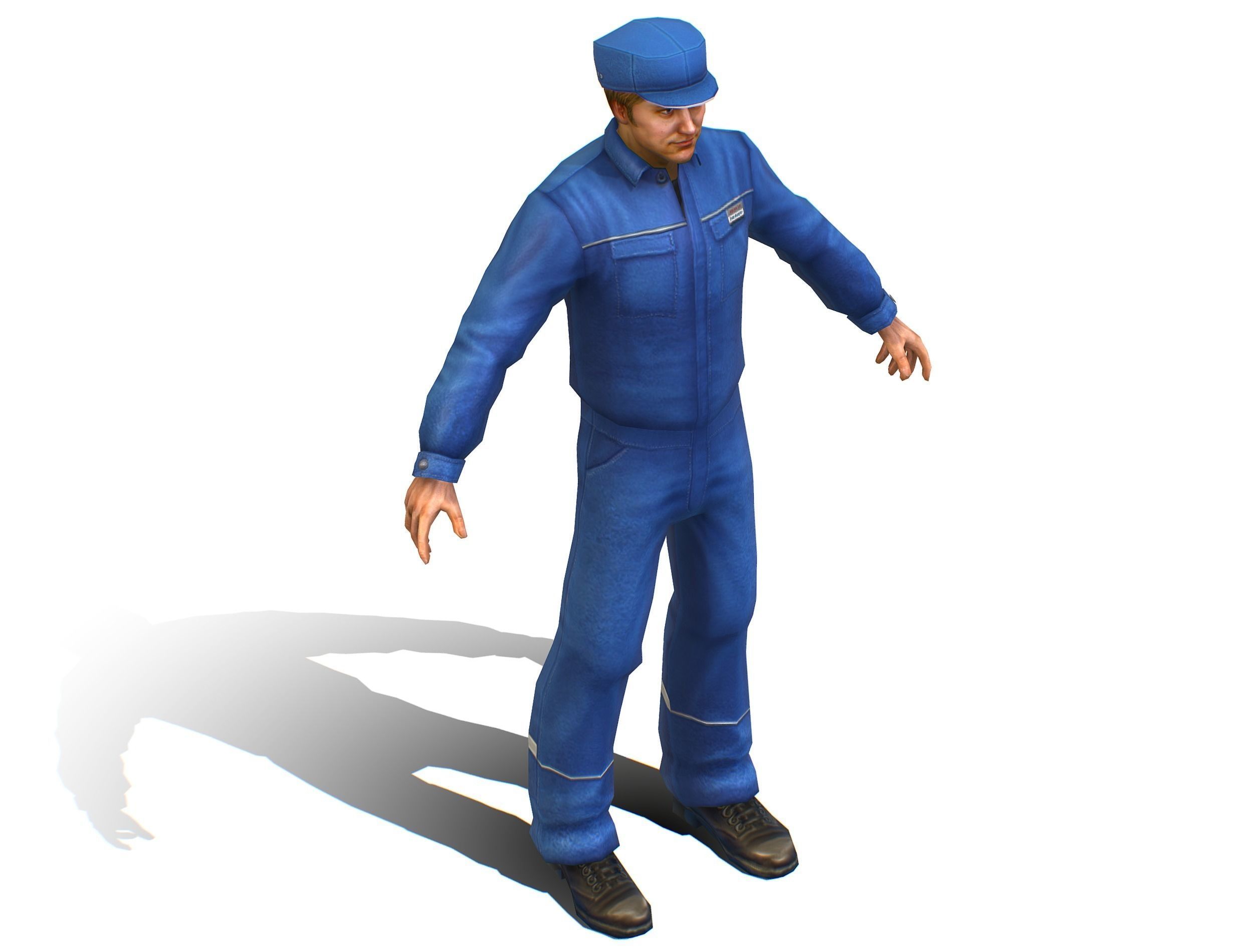 3D model Young Male Lab Technician Blue Uniform VR / AR / low-poly ...