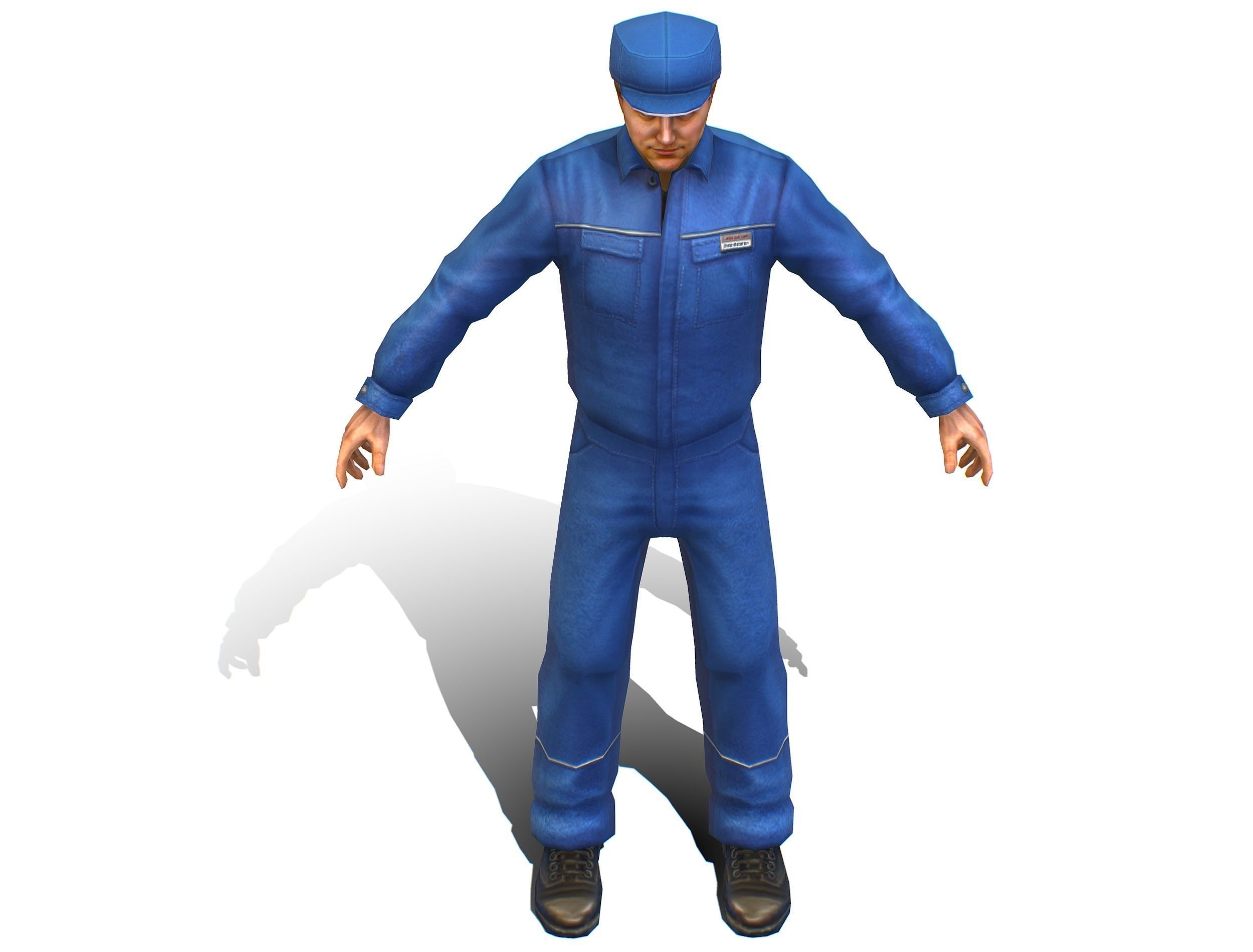 3D model Young Male Lab Technician Blue Uniform VR / AR / low-poly ...