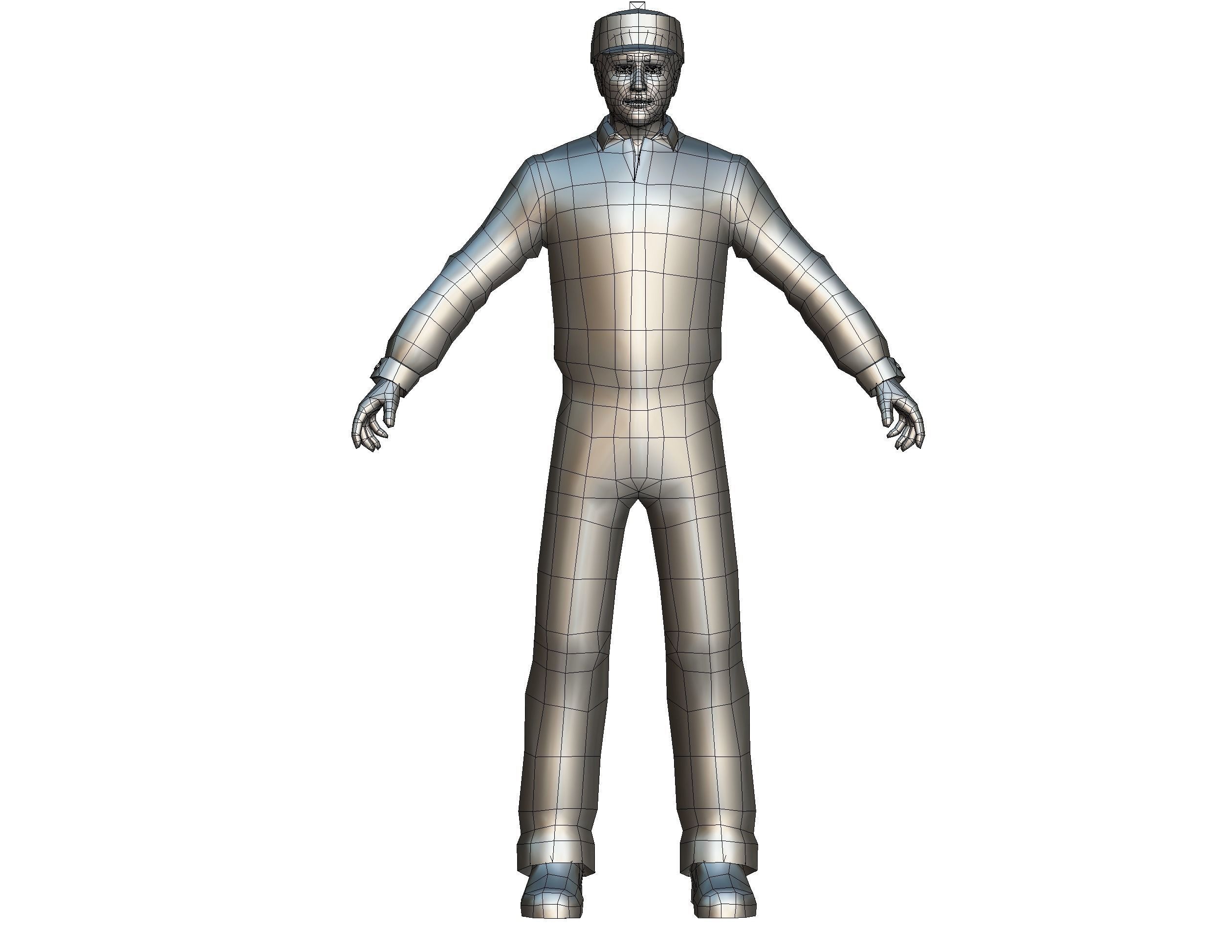 3D model Young Male Lab Technician Blue Uniform VR / AR / low-poly ...