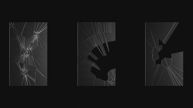 3D model Broken Window Glass Set VR / AR / low-poly | CGTrader