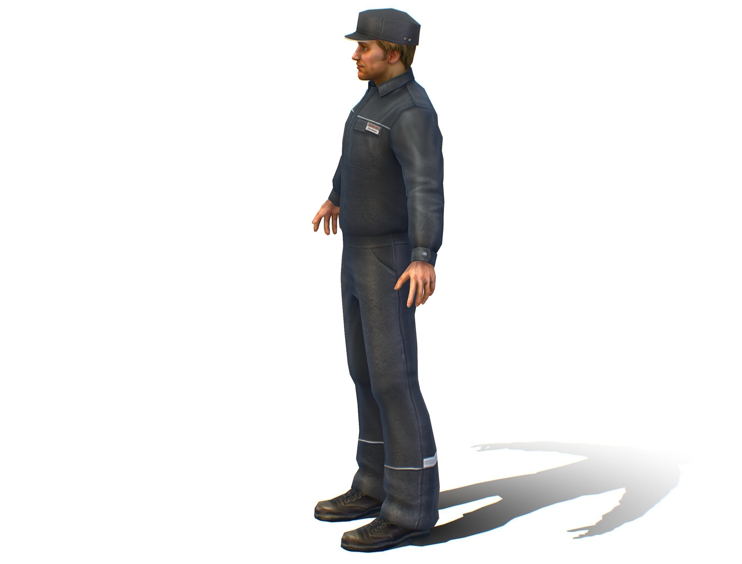 3D model Young Male Lab Technician Gray Uniform VR / AR / low-poly ...