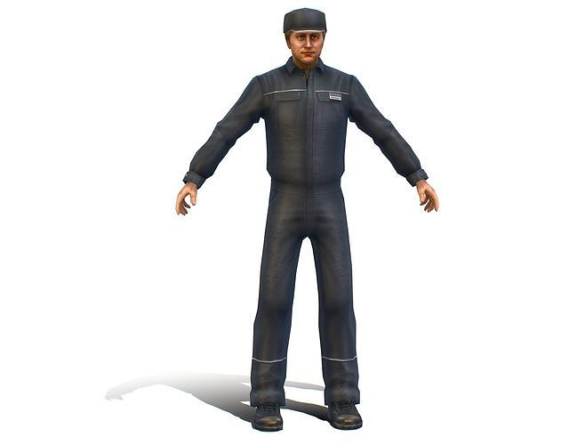 3D model Young Male Lab Technician Gray Uniform VR / AR / low-poly ...