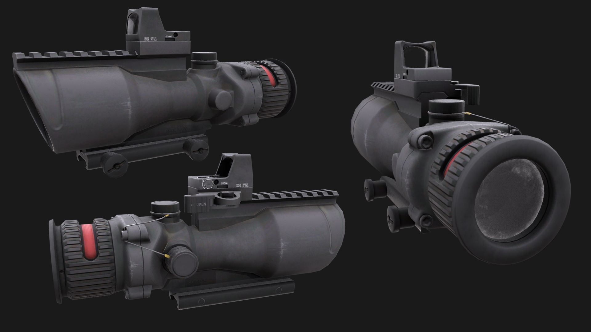 3D model Rifle Scope ACOG TA648-G VR / AR / low-poly | CGTrader