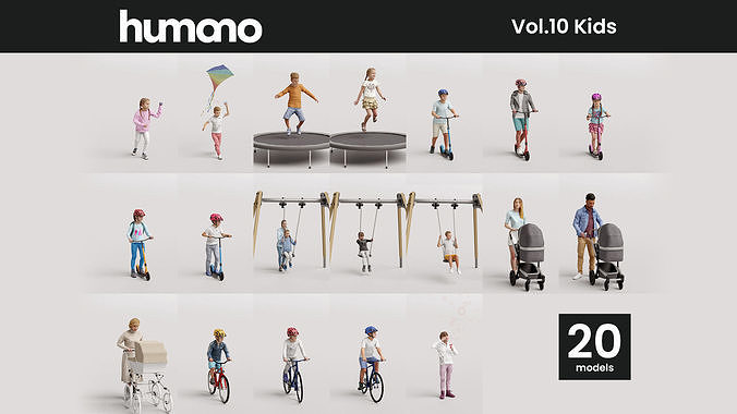 Humano 20-Collection 10 KIDS- PLAYING - 20x 3D models 3D model | CGTrader