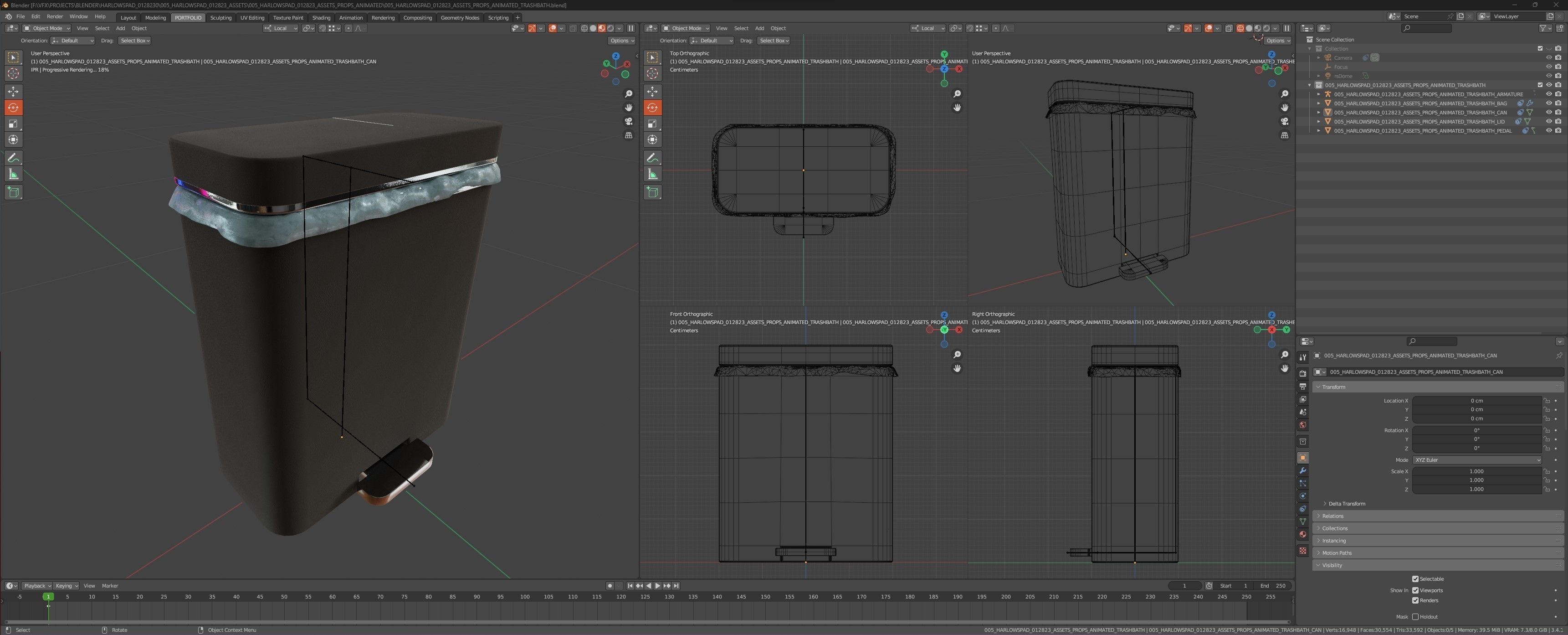 3D model CYBERPUNK COLLECTION BATHROOM TRASH BIN VR / AR / low-poly ...