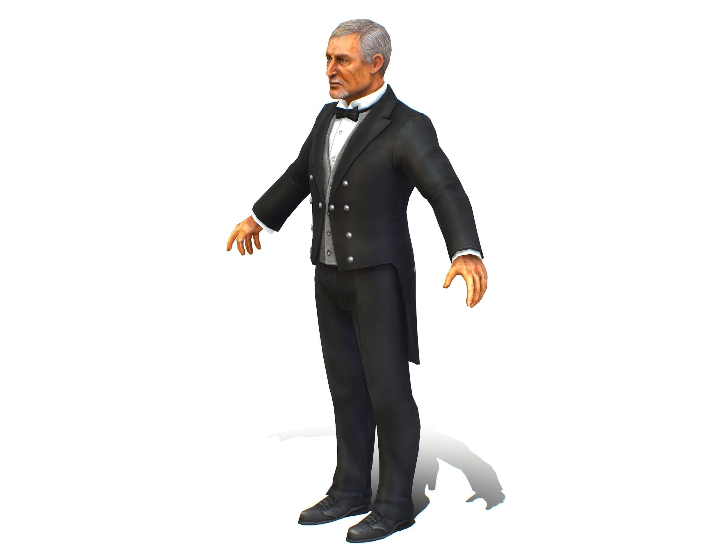 3D model Old Man Concierge in Black Suit VR / AR / low-poly | CGTrader