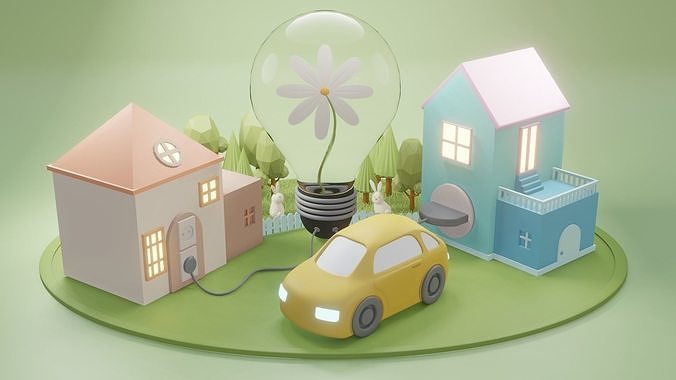 Green eco village concept 3D model | CGTrader