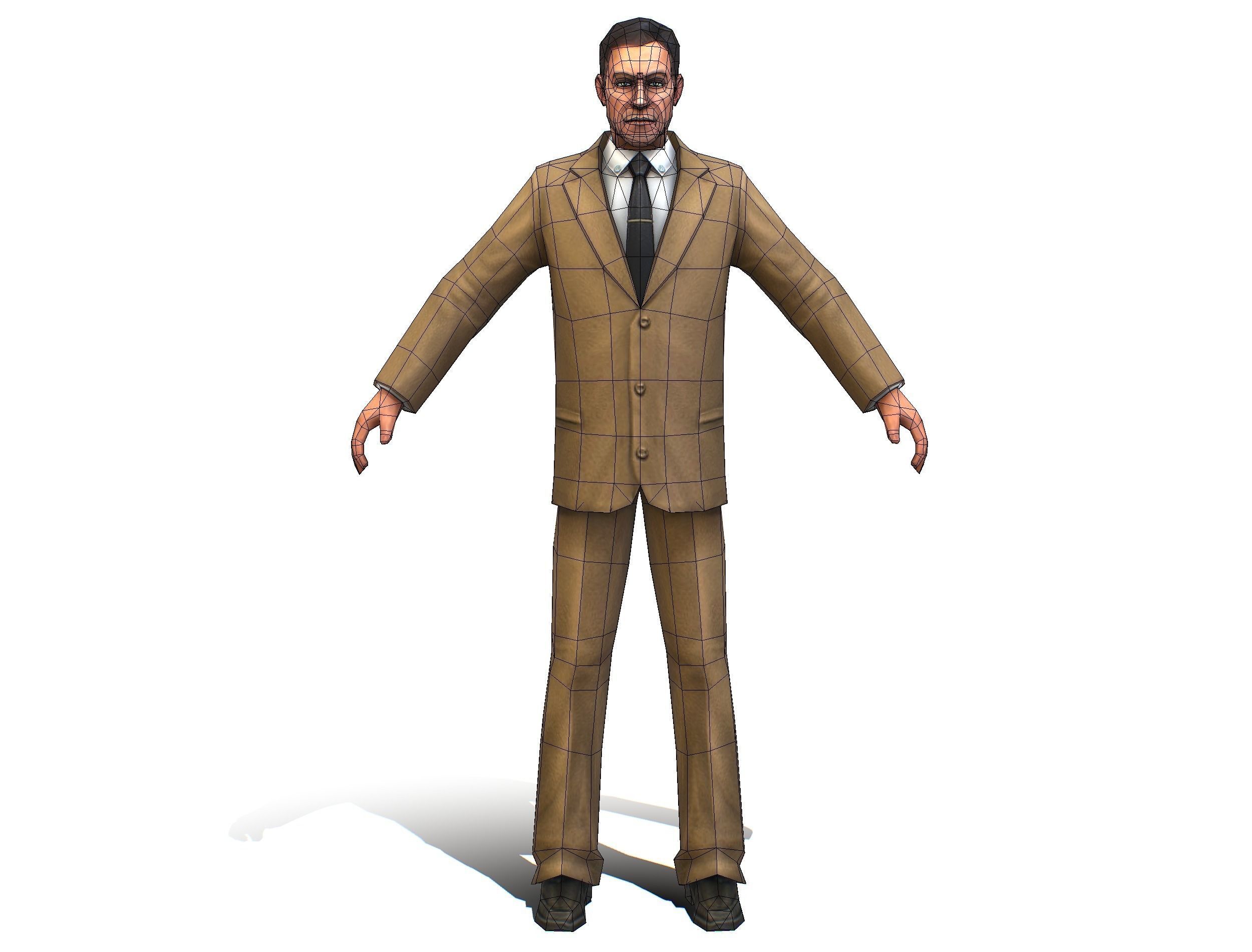 3D model Agent Man Beige Suit VR / AR / low-poly | CGTrader