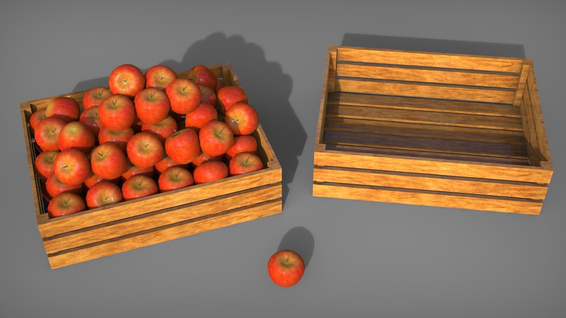 3D model Apple Box set VR / AR / low-poly | CGTrader