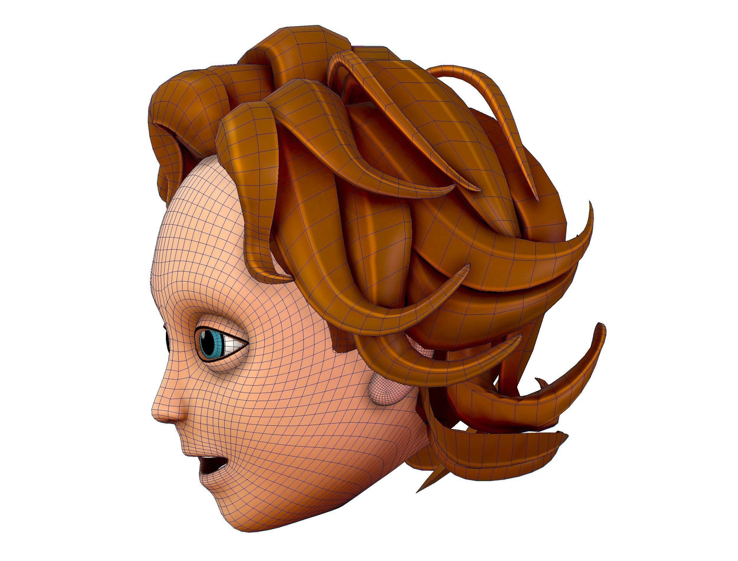 Long Hairstyle Cartoon Young Man Boy Head Icon 3D model | CGTrader
