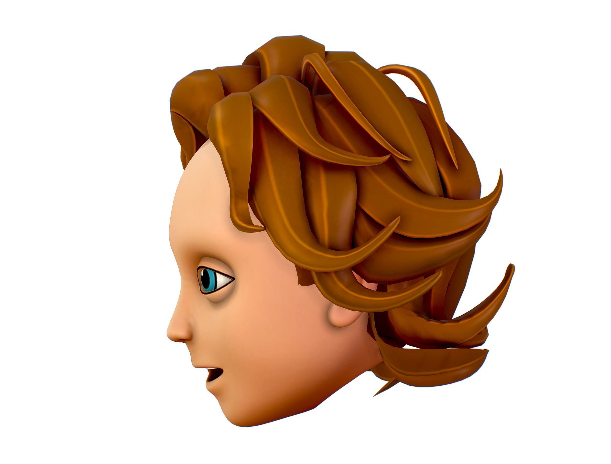 Long Hairstyle Cartoon Young Man Boy Head Icon 3D model | CGTrader