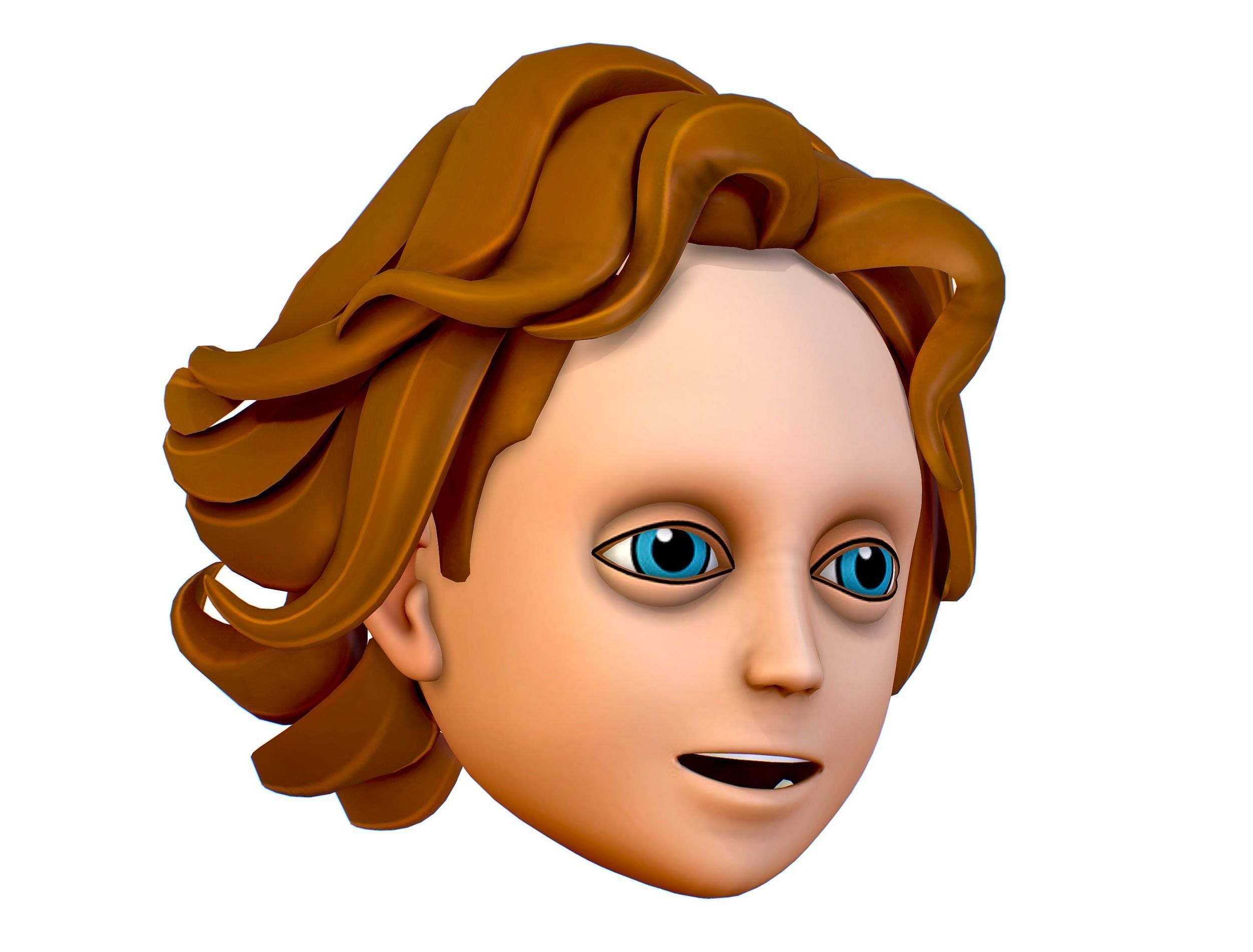 Long Hairstyle Cartoon Young Man Boy Head Icon 3D model | CGTrader