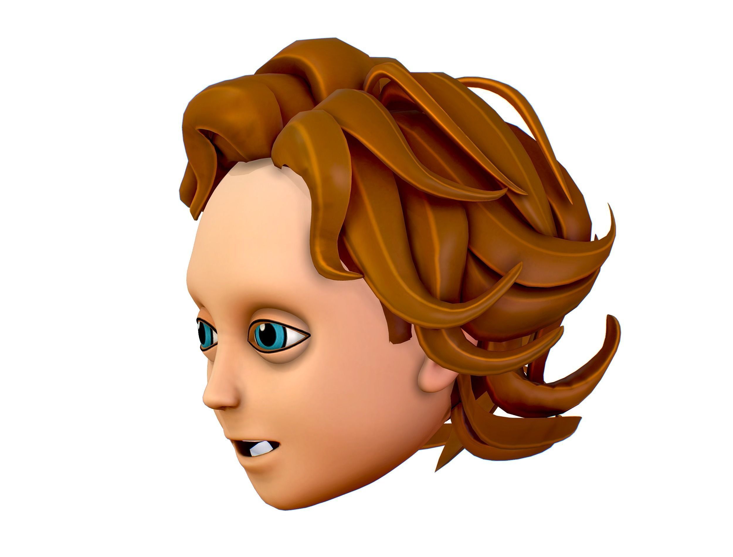 Long Hairstyle Cartoon Young Man Boy Head Icon 3D model | CGTrader