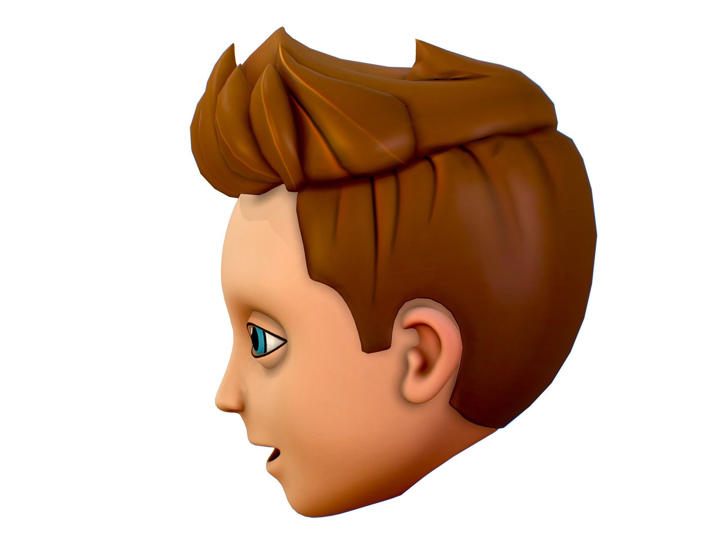 Short Hairstyle Cartoon Young Man Boy Head Icon 3D model 3D model ...