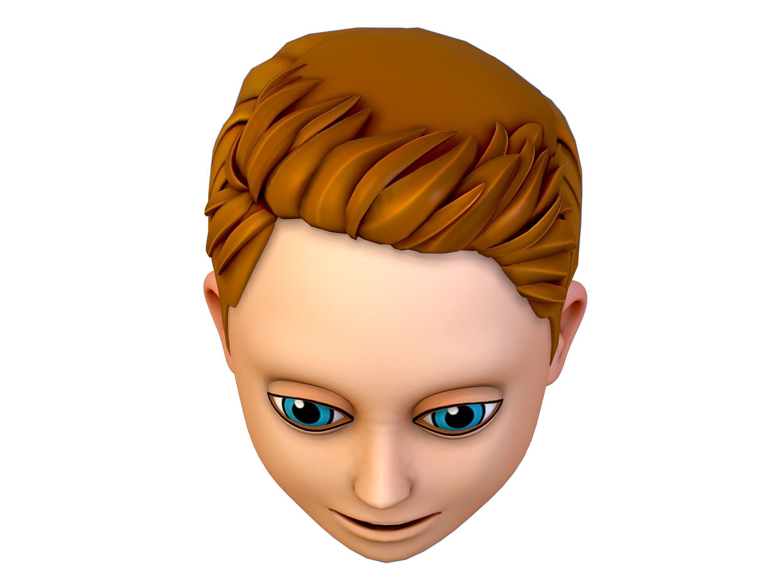 Short Hairstyle Cartoon Young Man Boy Head Icon 3D model 3D model ...
