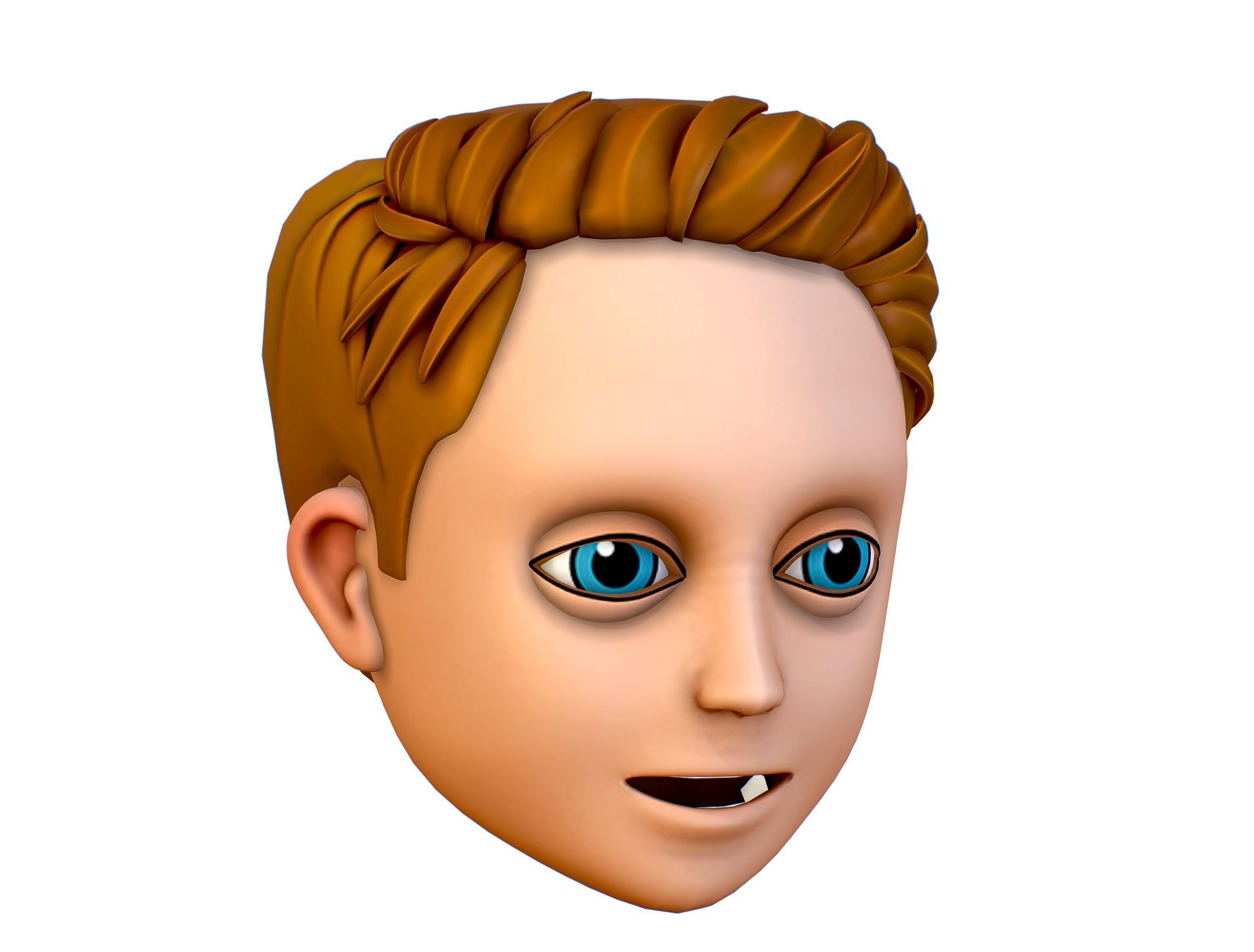 Short Hairstyle Cartoon Young Man Boy Head Icon 3D model 3D model ...