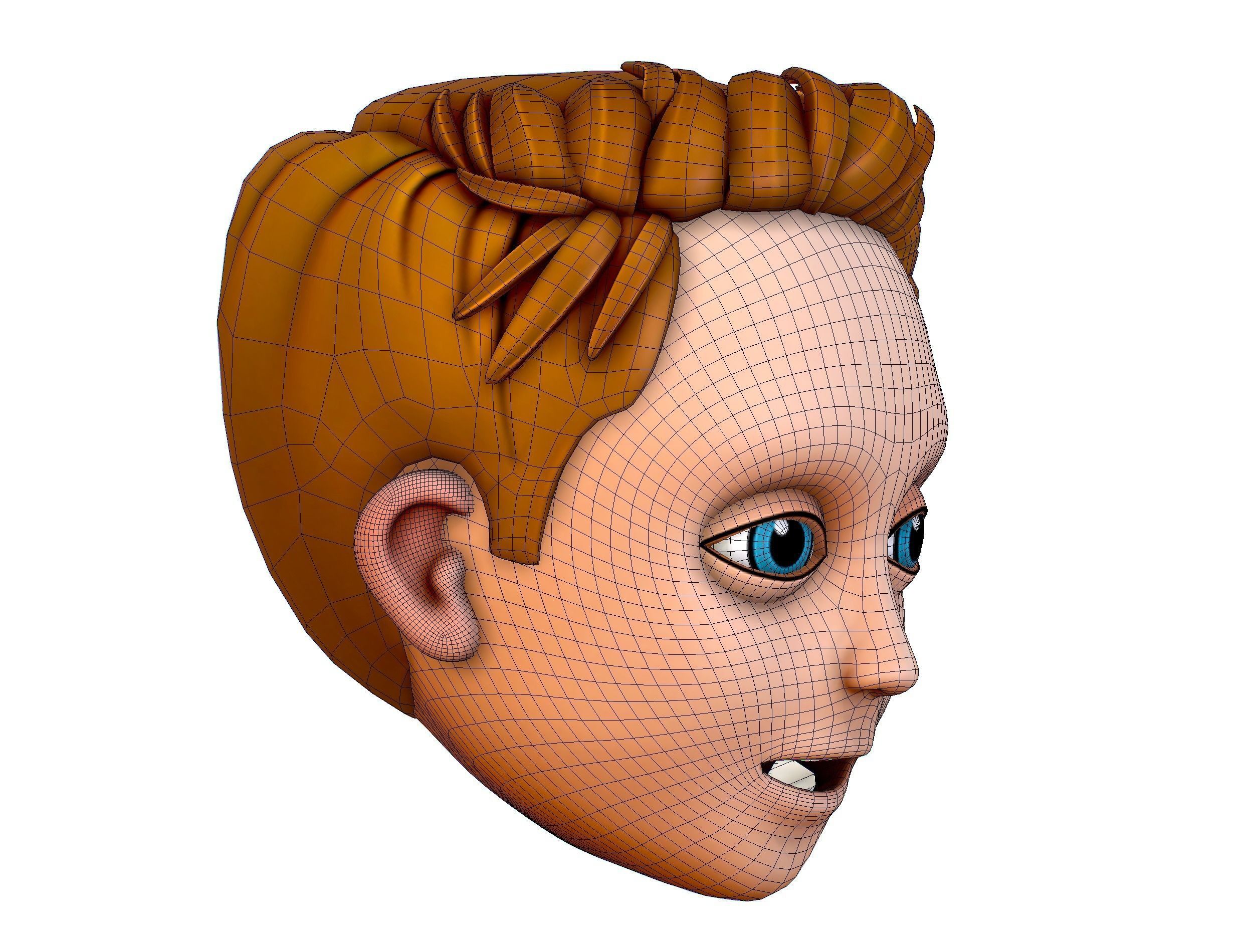 Short Hairstyle Cartoon Young Man Boy Head Icon 3D model 3D model ...