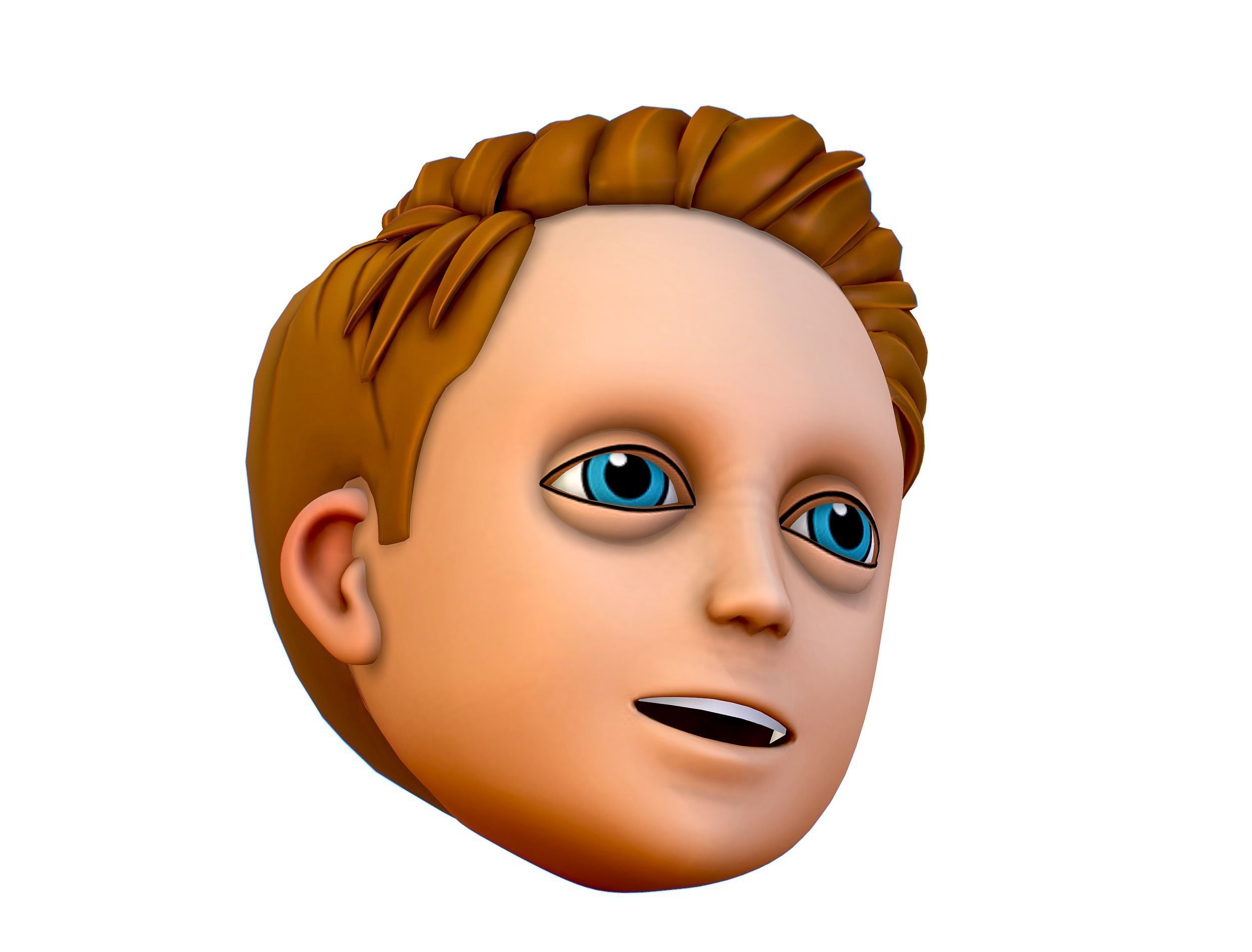 Short Hairstyle Cartoon Young Man Boy Head Icon 3D model 3D model ...