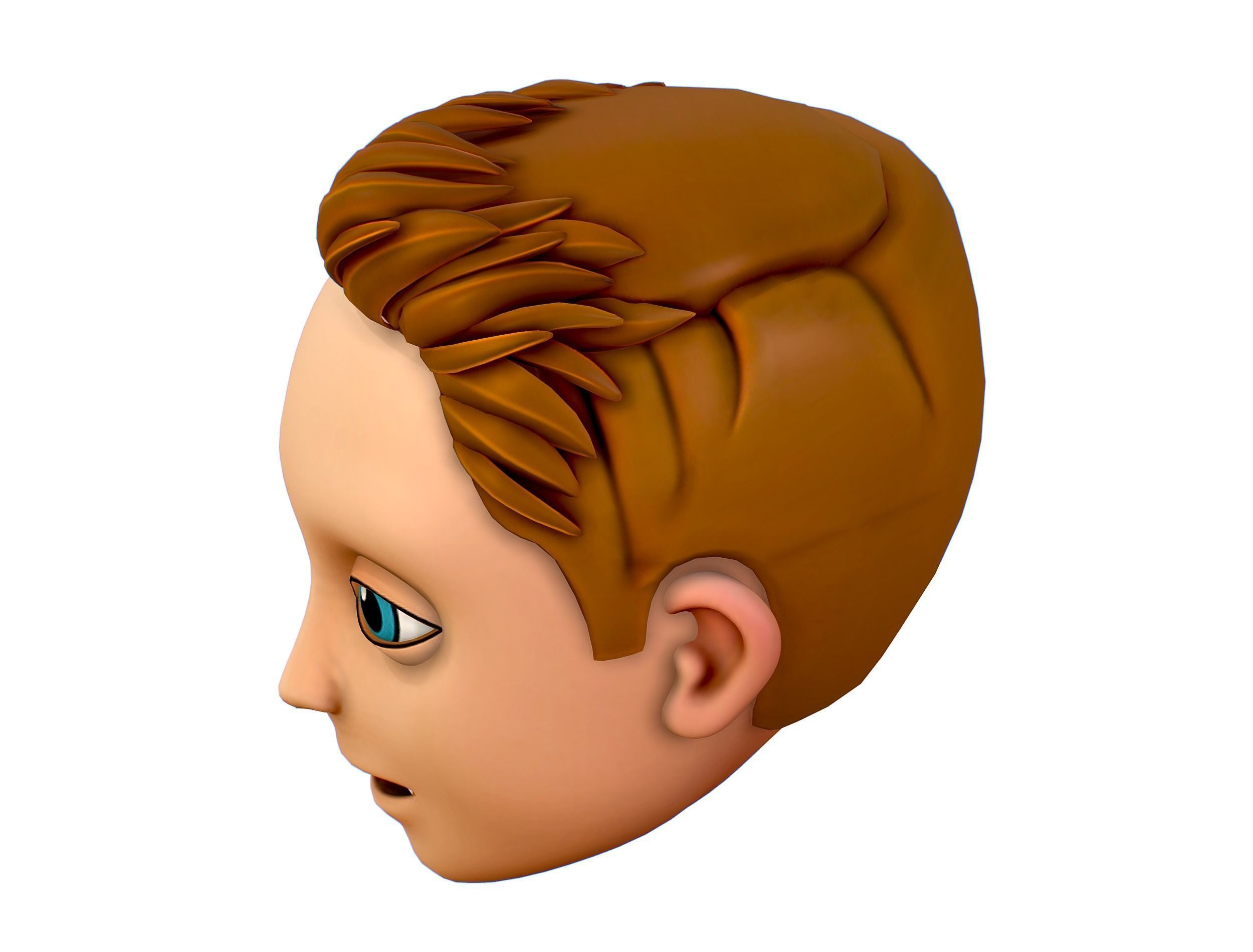 Short Hairstyle Cartoon Young Man Boy Head Icon 3D model 3D model ...