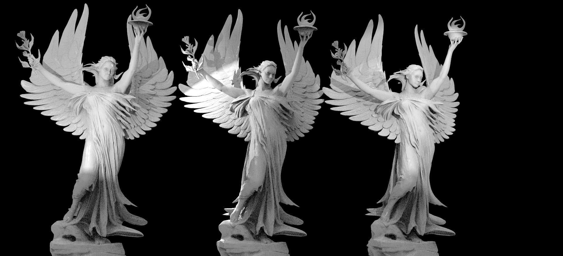 Fire Elements Grand Angel Statue 2 3D model | CGTrader
