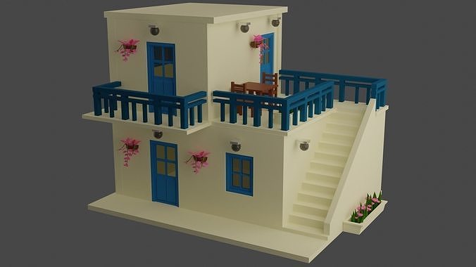 3D model Low Poly Greece House VR / AR / low-poly | CGTrader