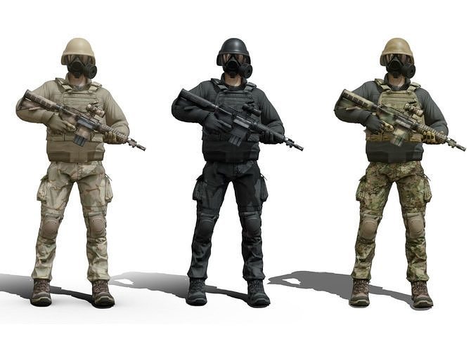 3D model Modern Soldier VR / AR / low-poly | CGTrader