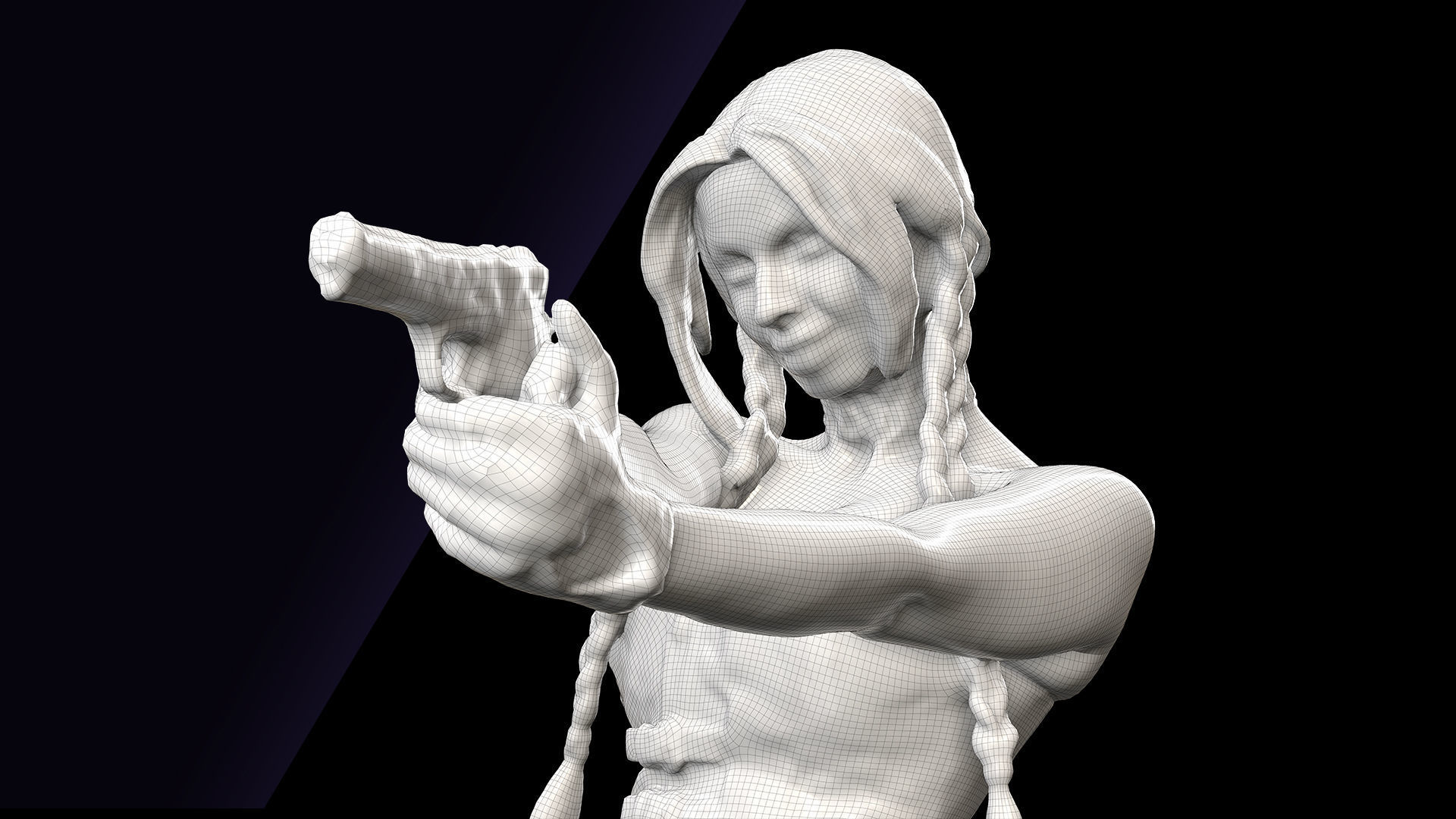 Cleaned 3D Body Scan MrsPhysiotherapist Gun 3D model | CGTrader