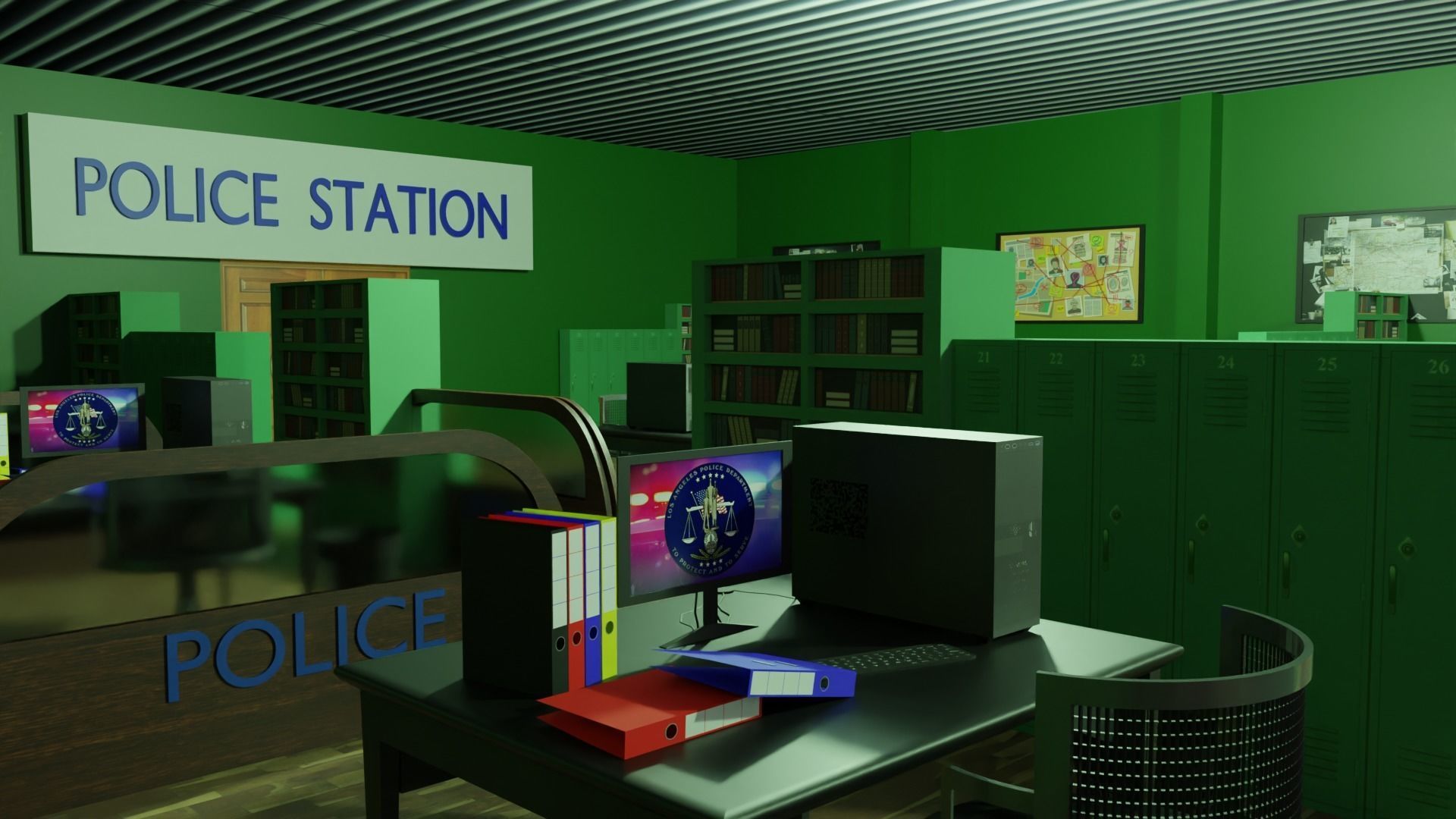 3D model Police Station Interior VR / AR / low-poly | CGTrader