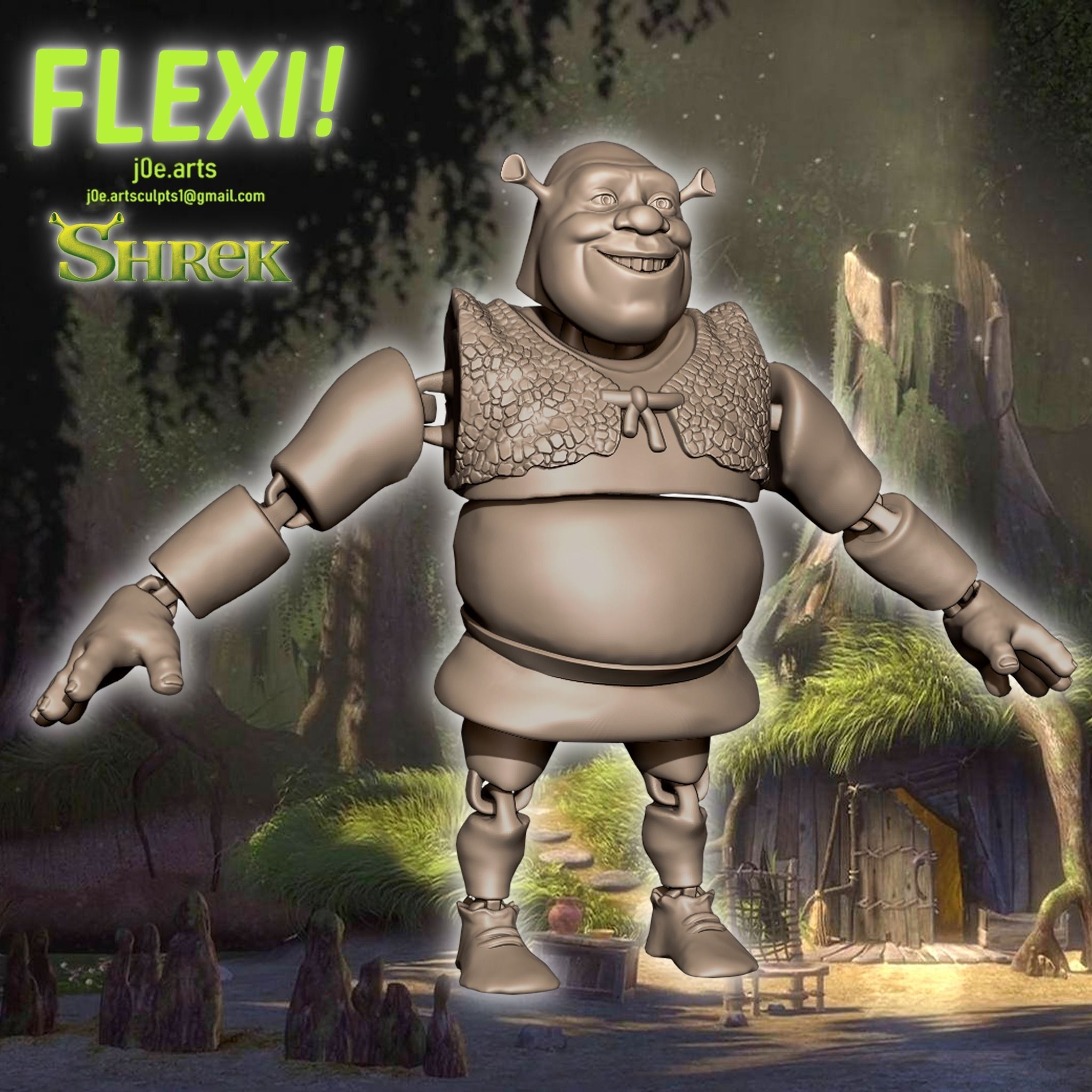 FLEXI Shrek from Dreamworks Shrek Print in place and flexi 3D model 3D ...