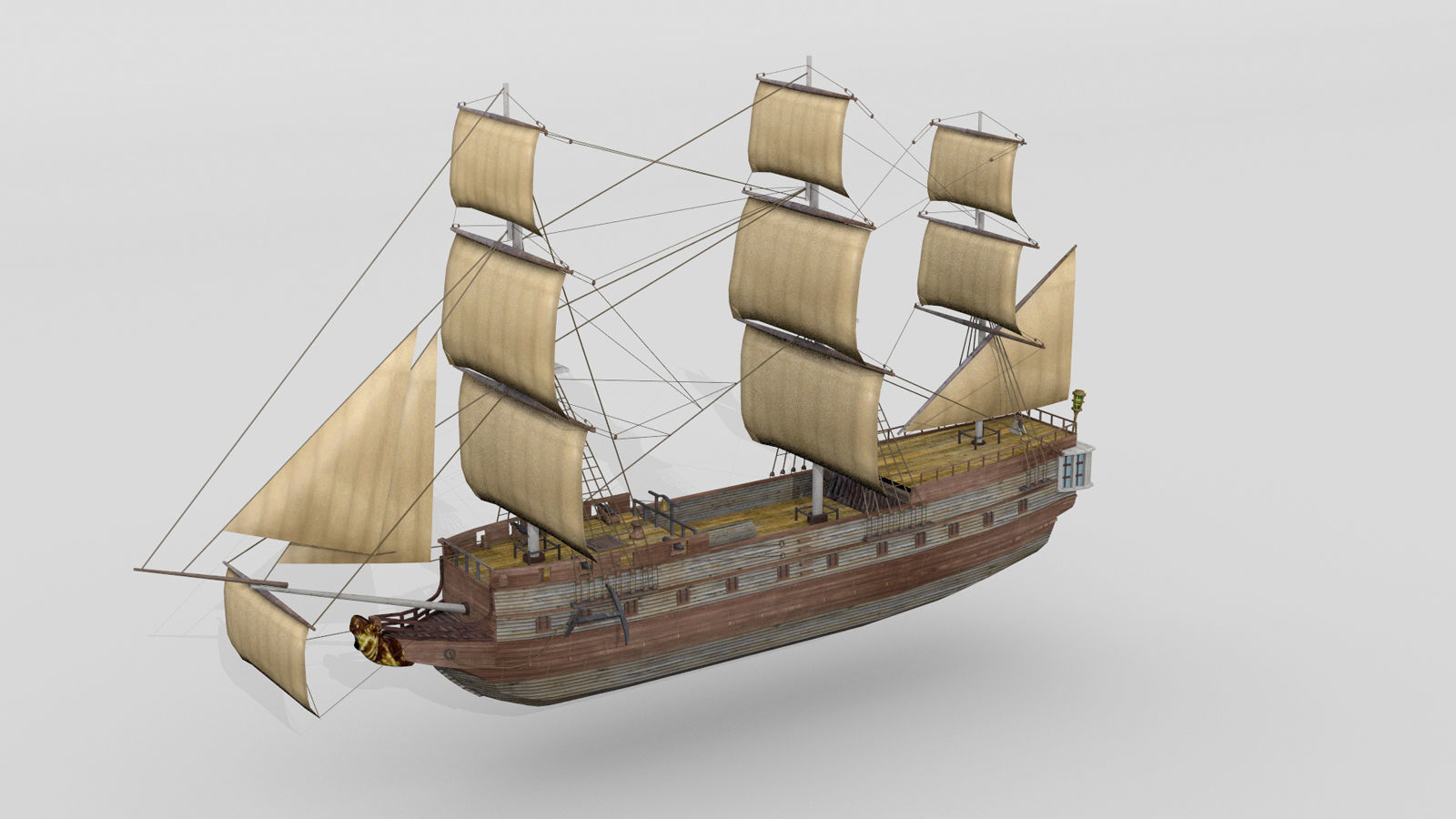 Historical French sail ship 3D model | CGTrader