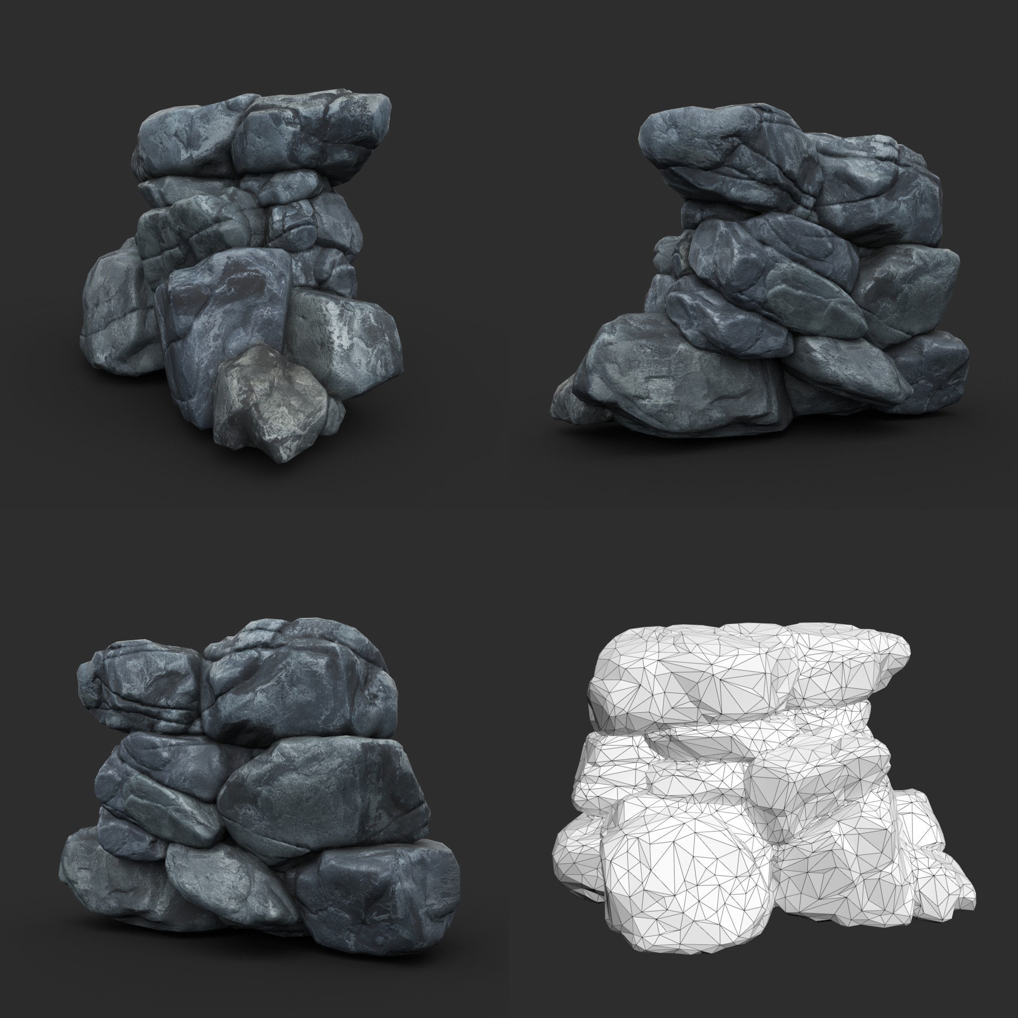 3D model Low poly Boulder Rock 230412 VR / AR / low-poly | CGTrader