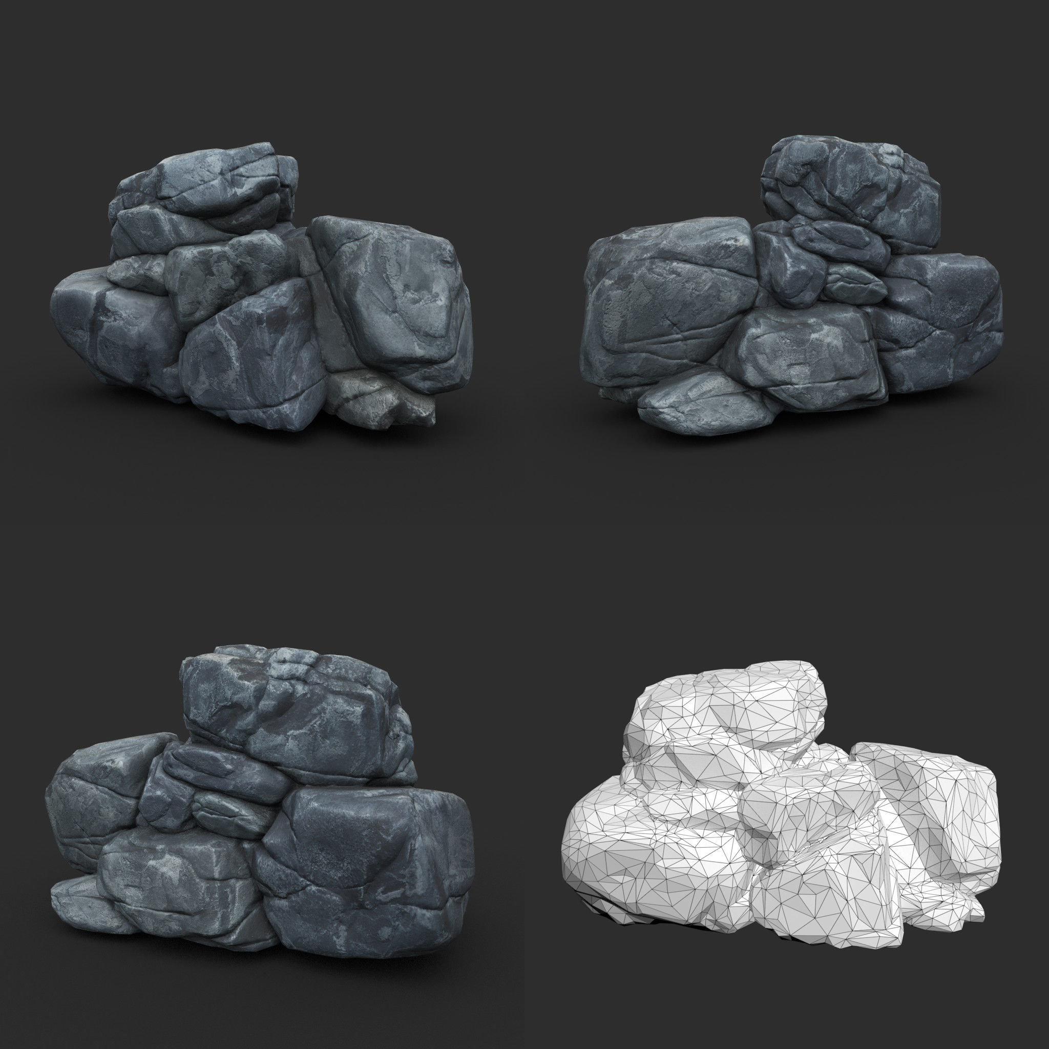 3D model Low poly Boulder Rock 230412 VR / AR / low-poly | CGTrader