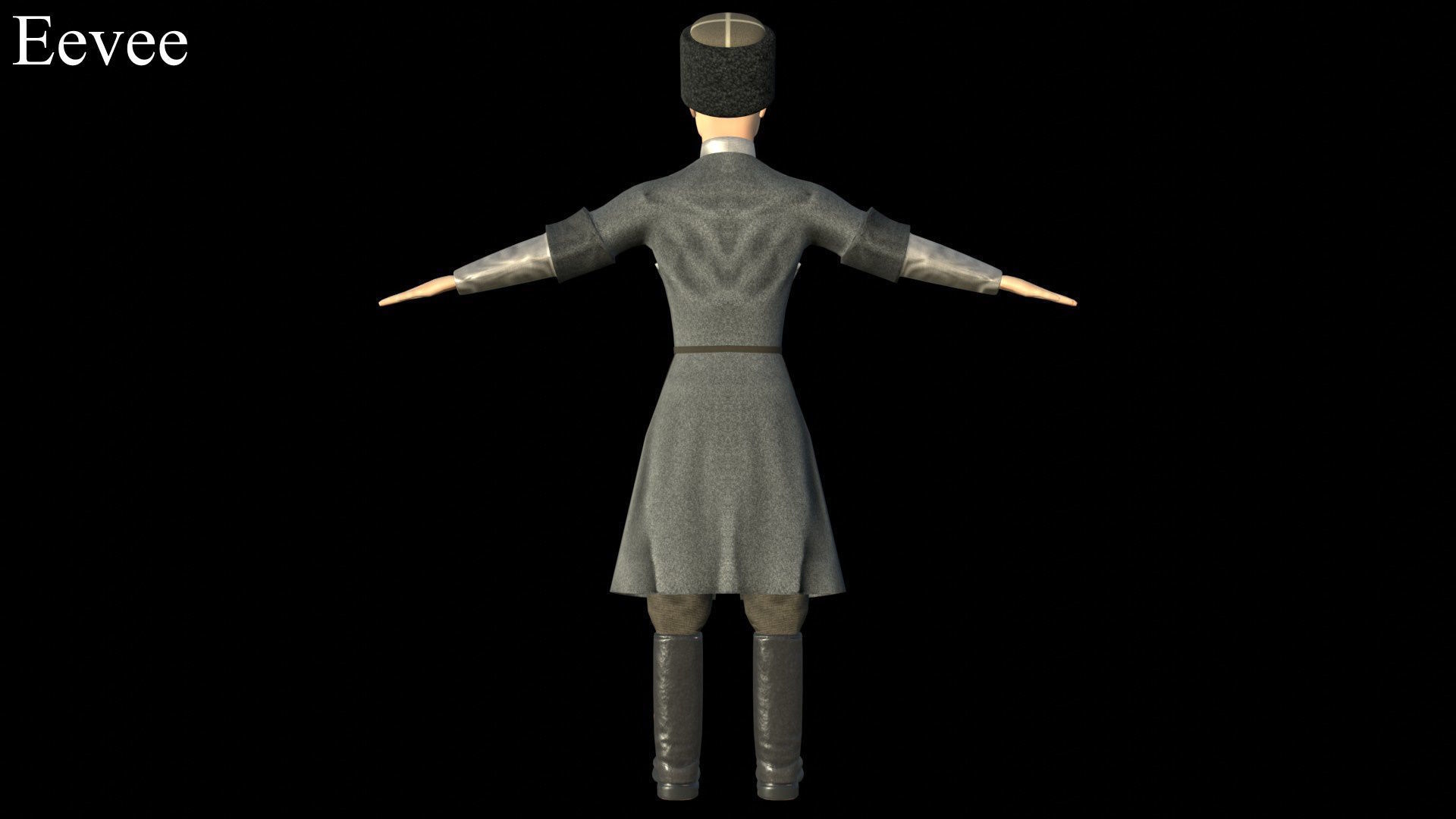 3D model Caucasian or Cossack Character Costume VR / AR / low-poly ...