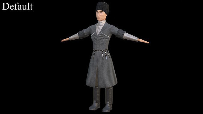 3D model Caucasian or Cossack Character Costume VR / AR / low-poly ...