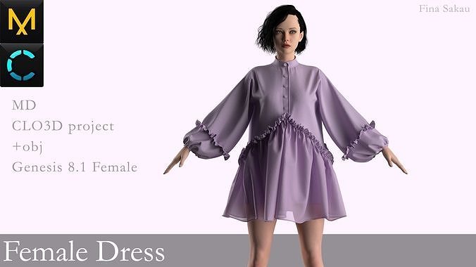 Female Dress Marvelous Designer 3D model | CGTrader