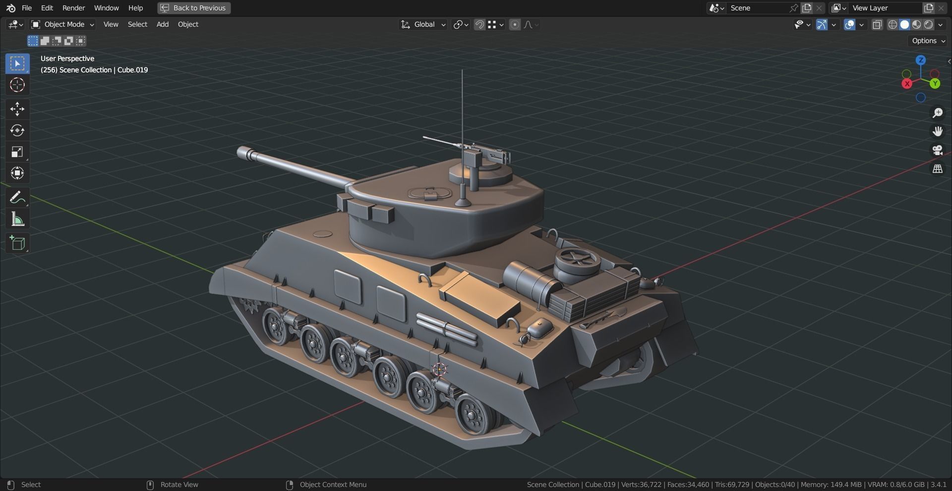 3D model Sherman m4a3e8 easy eight Tank Base Mesh VR / AR / low-poly ...